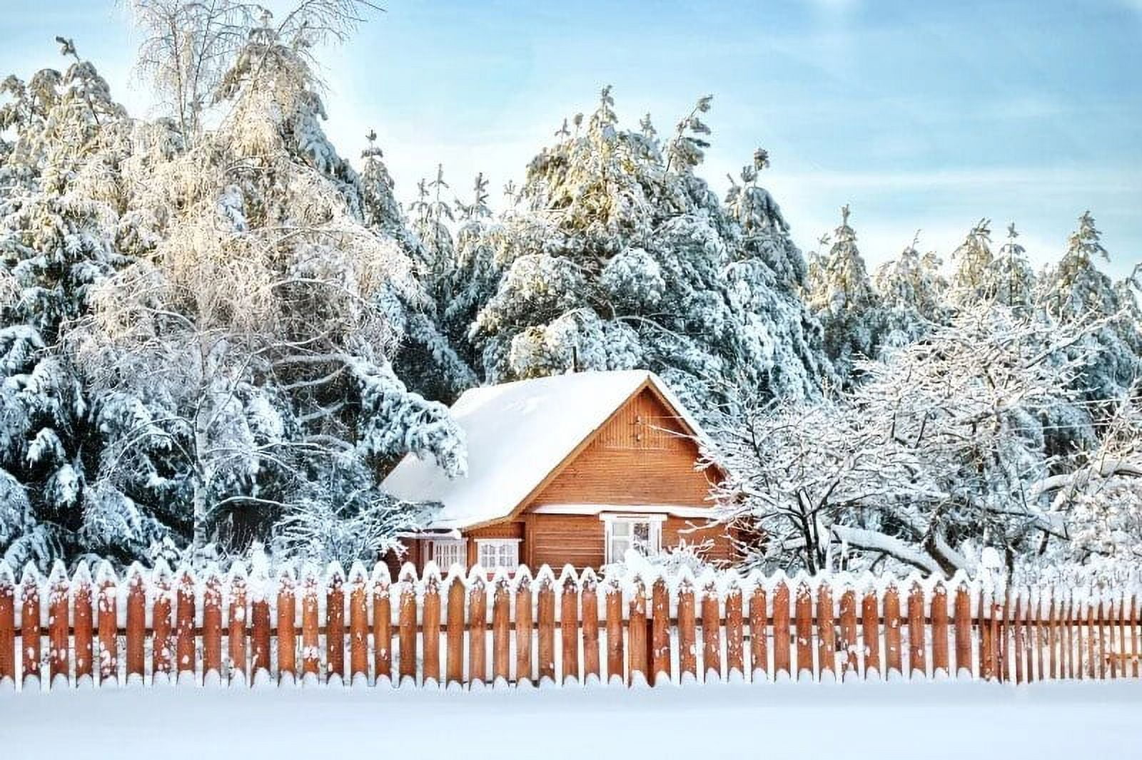 Winter Snow Backdrop Wooden House Outdoors Natural Mountains Scene Kid ...