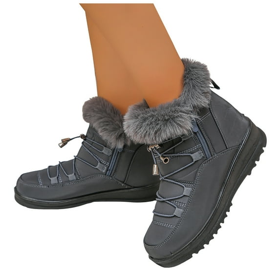Winter Snow Boots for Women Warm Fleece Lined Slip On Ankle Booties ...