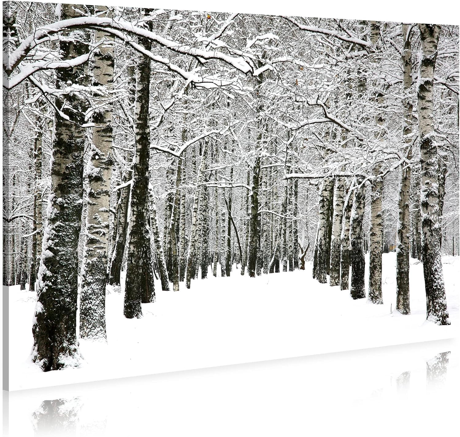 Winter Snow Canvas Wall Art - White Trees Forest Landscape Picture Cold ...