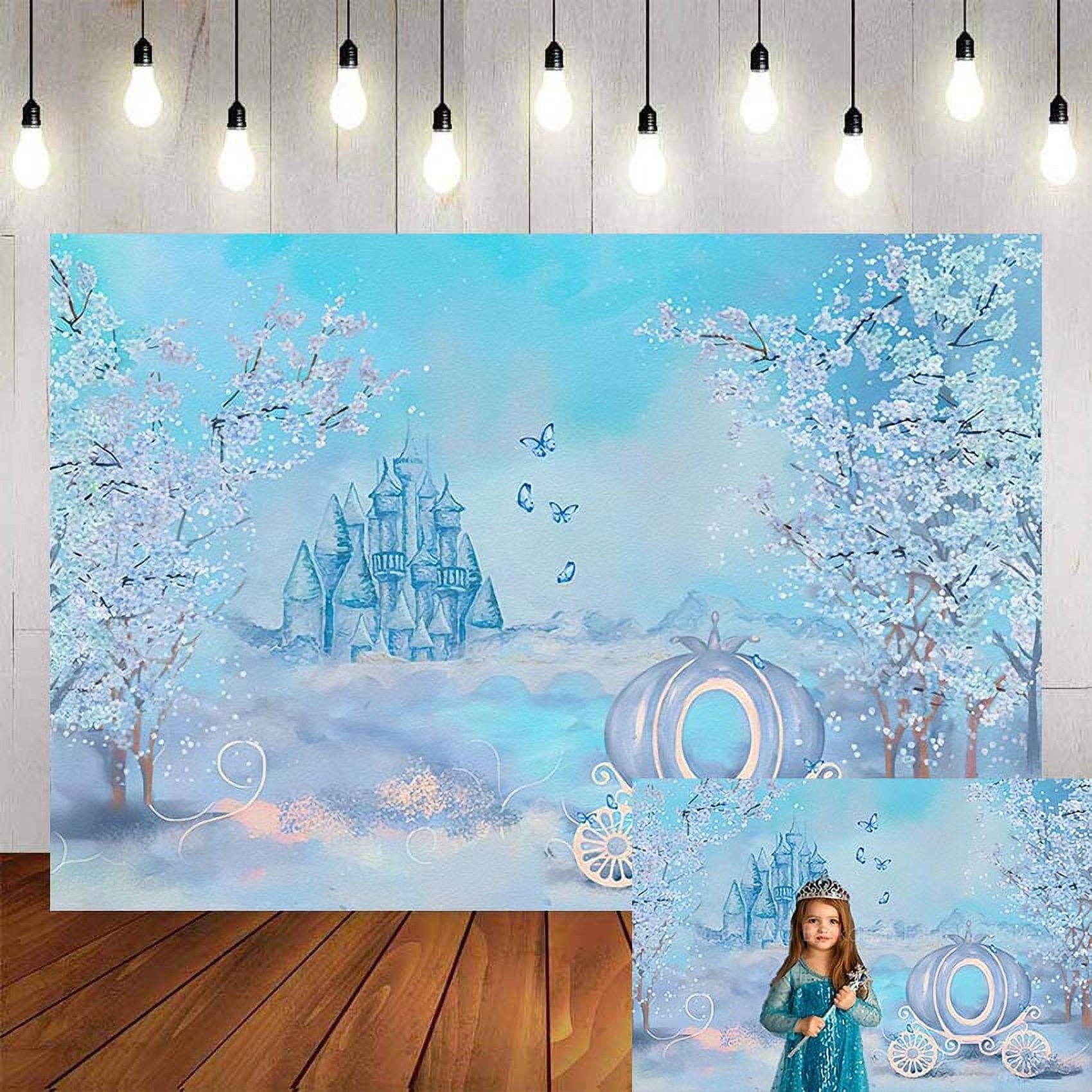 Winter Snow Castle Pumpkin Car Baby Shower Birthday Party Backdrop ...