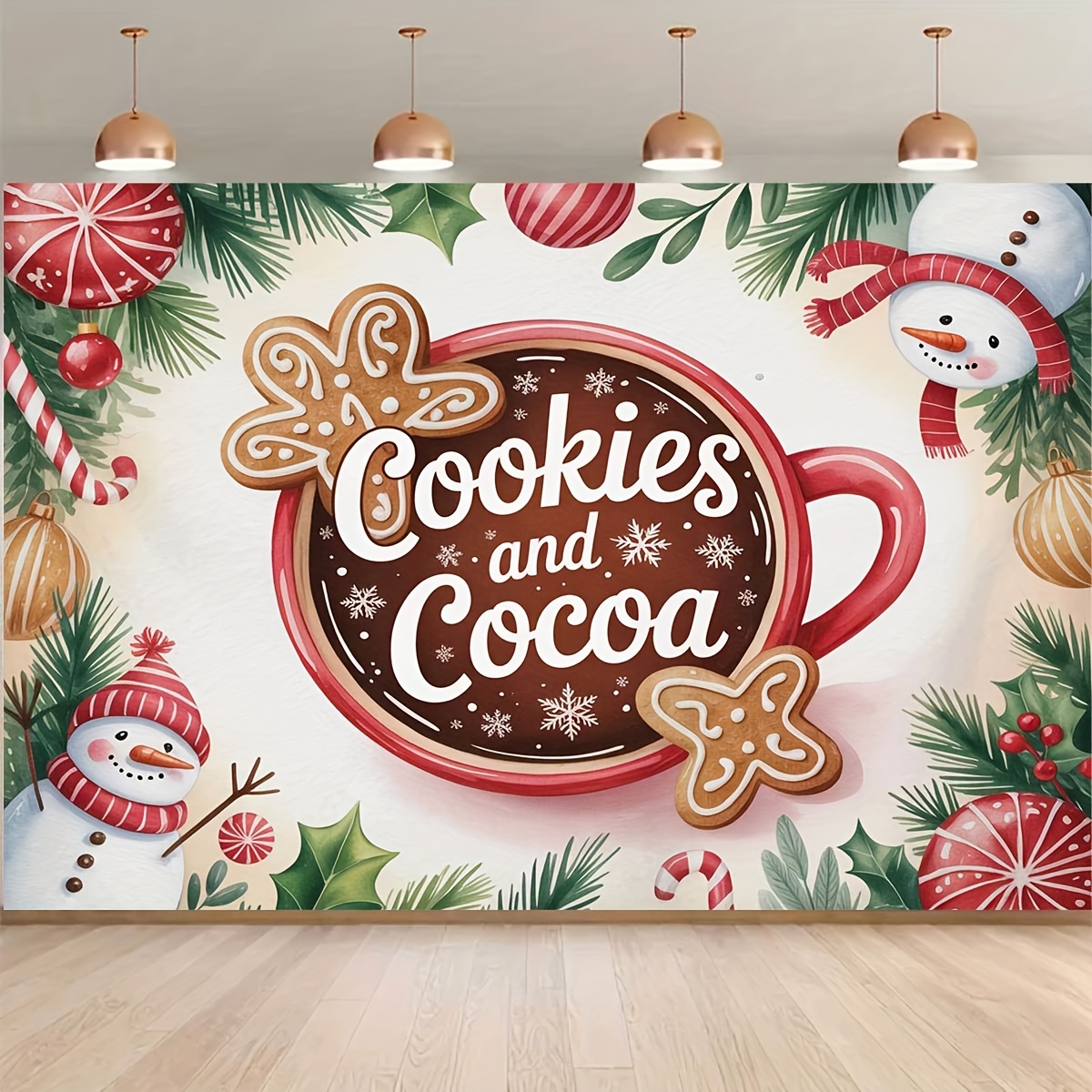 Winter Snow Christmas Coffee Backdrop Cookies and Cocoa Gingerbread ...
