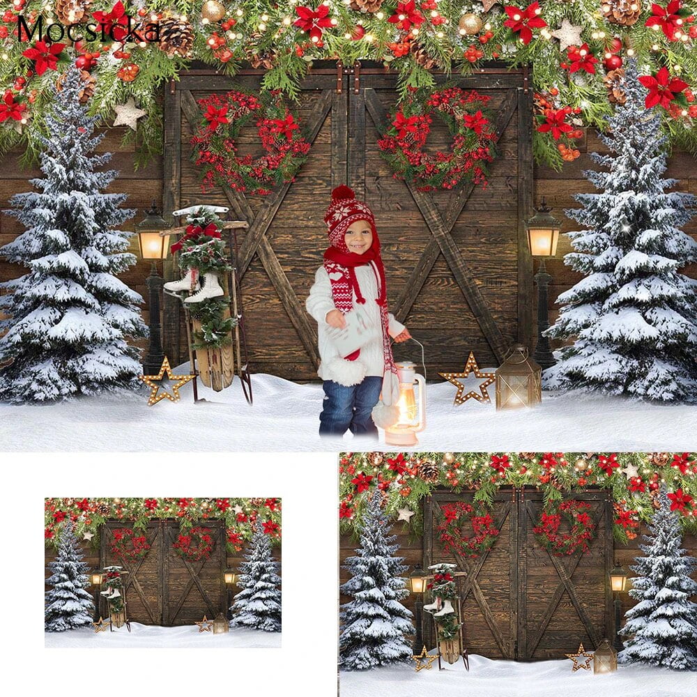 Winter Snow Christmas Tree Pine Portrait Photography Backdrop Newborn ...