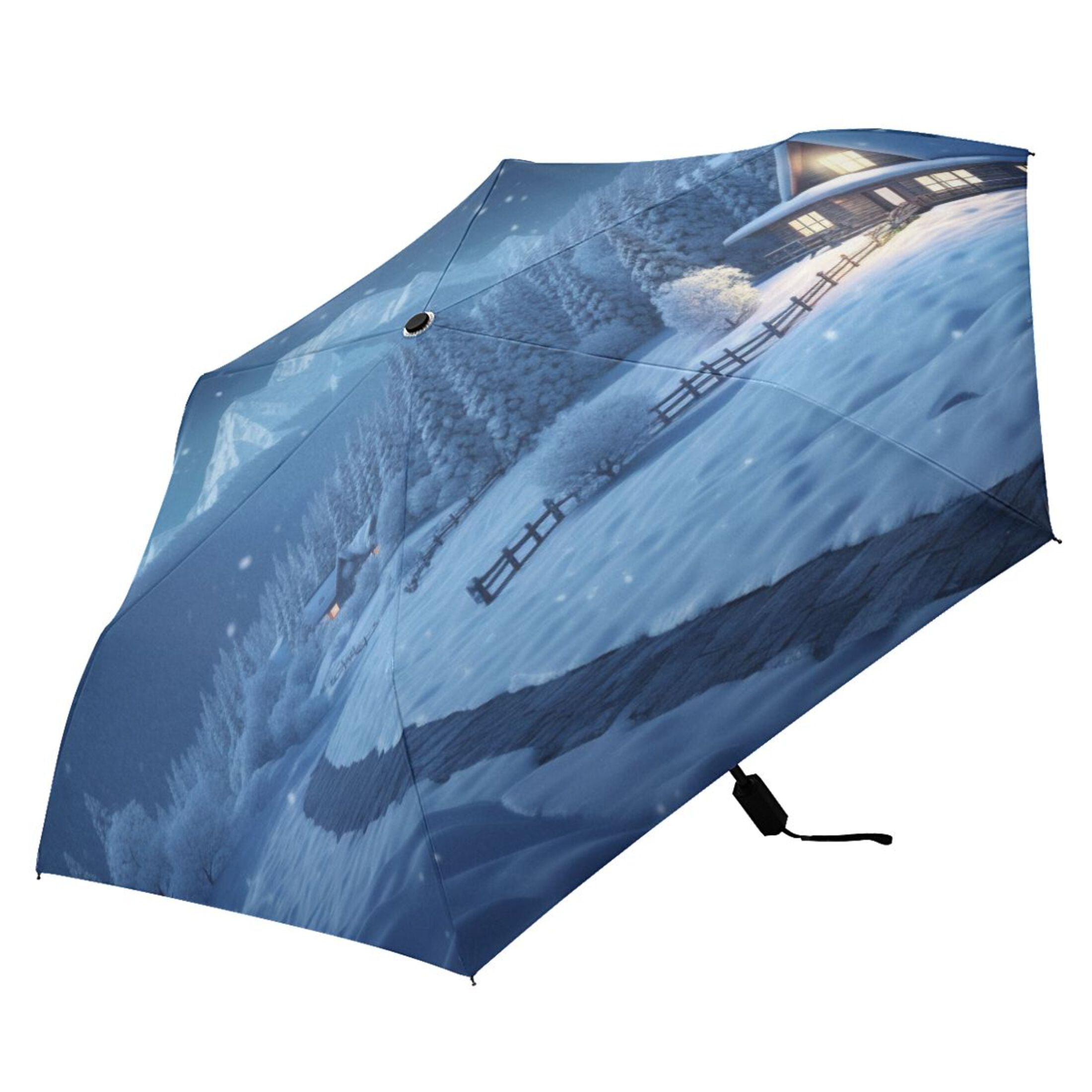 Winter Snow Compact Folding Umbrella for Rain Windproof Travel Umbrella ...