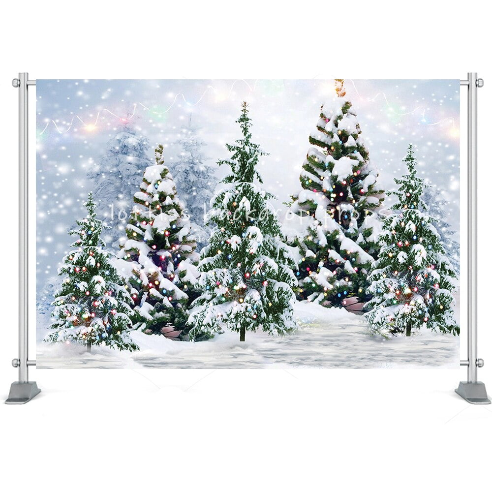 Winter Snow Forest Backdrops Series-One Mountains Pine Snowflake Reindeer Photography ...
