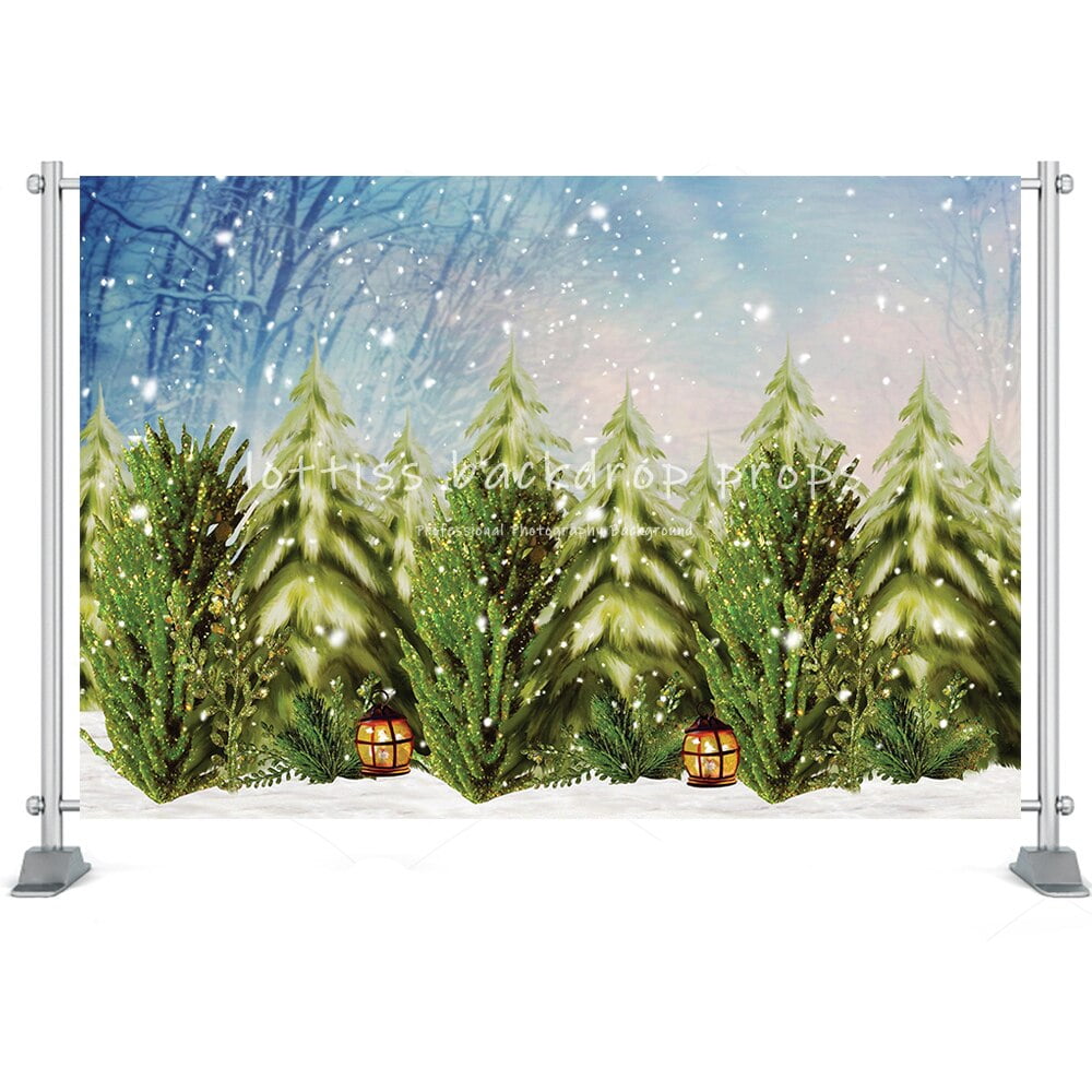 Winter Snow Forest Backdrops Series-One Mountains Pine Snowflake Reindeer Photography ...