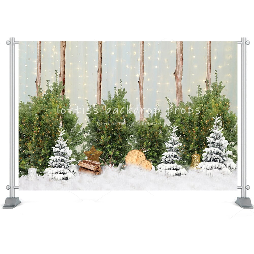 Winter Snow Forest Backdrops Series-One Mountains Pine Snowflake Reindeer Photography ...