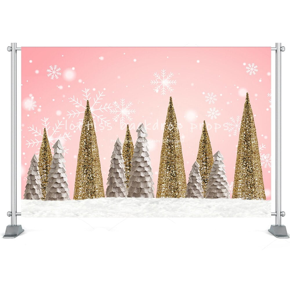 Winter Snow Forest Backdrops Series-Two Mountains Pine Snowflake ...