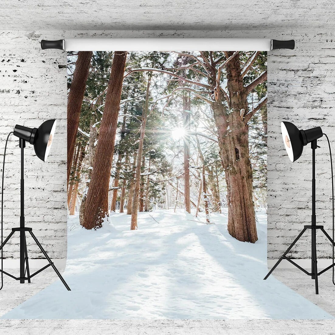 Winter Snow Forest Sun Woods Sunshine Scenery Backdrops Baby Newborn ...