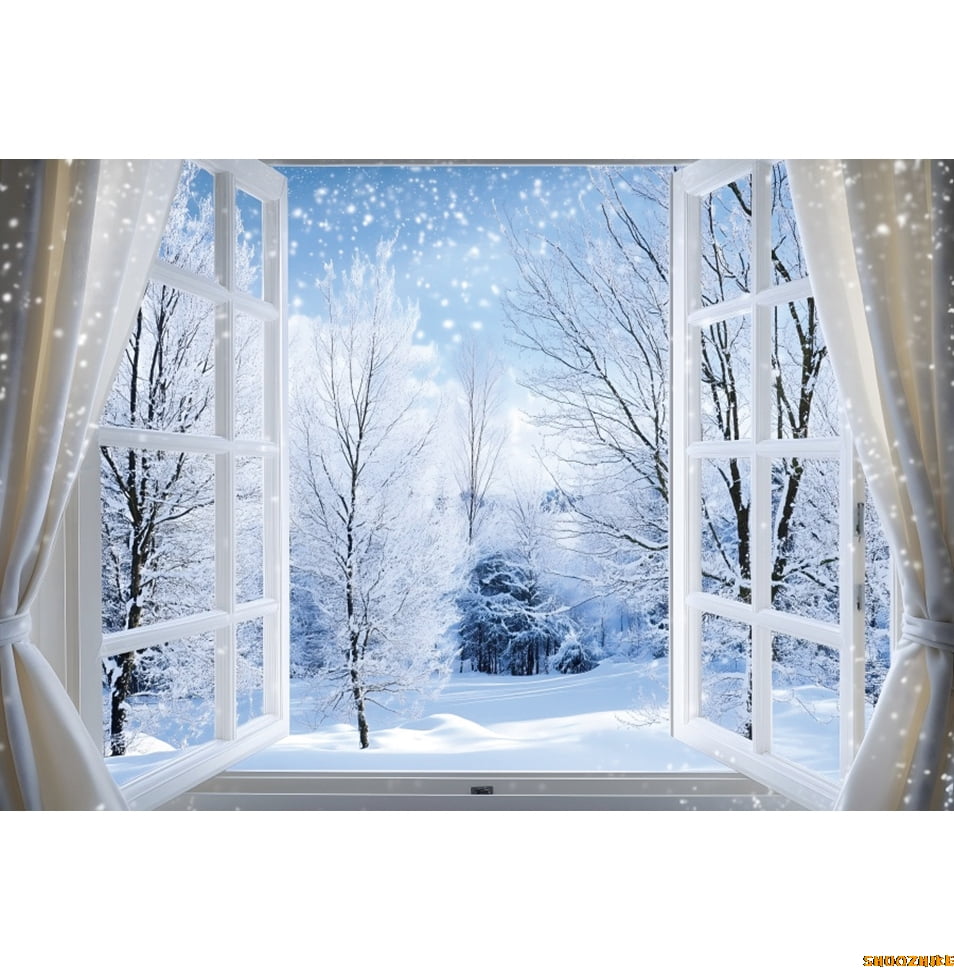 Winter Snow Forest Window Backdrop Living Room Wall r Kid Family ...