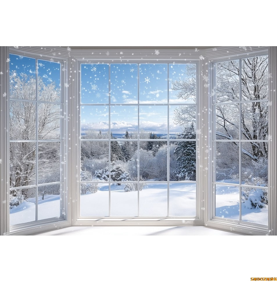Winter Snow Forest Window Backdrop Living Room Wall r Kid Family ...