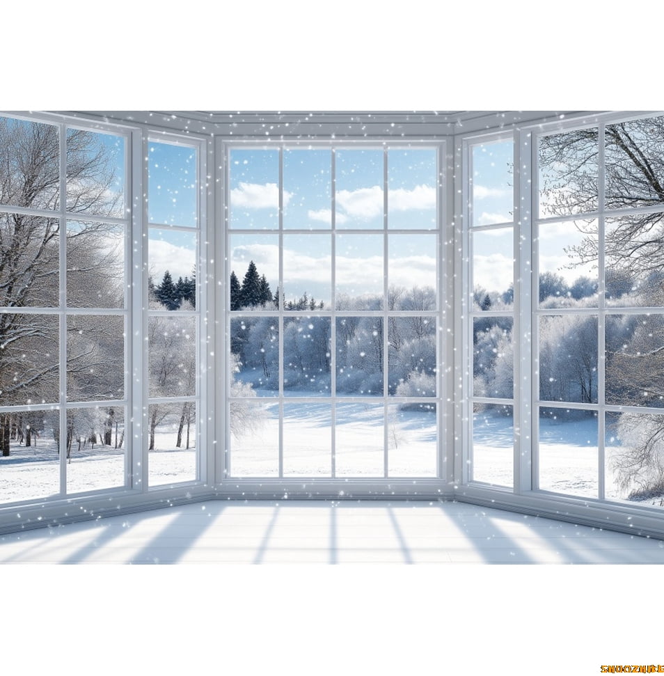 Winter Snow Forest Window Backdrop Living Room Wall r Kid Family ...