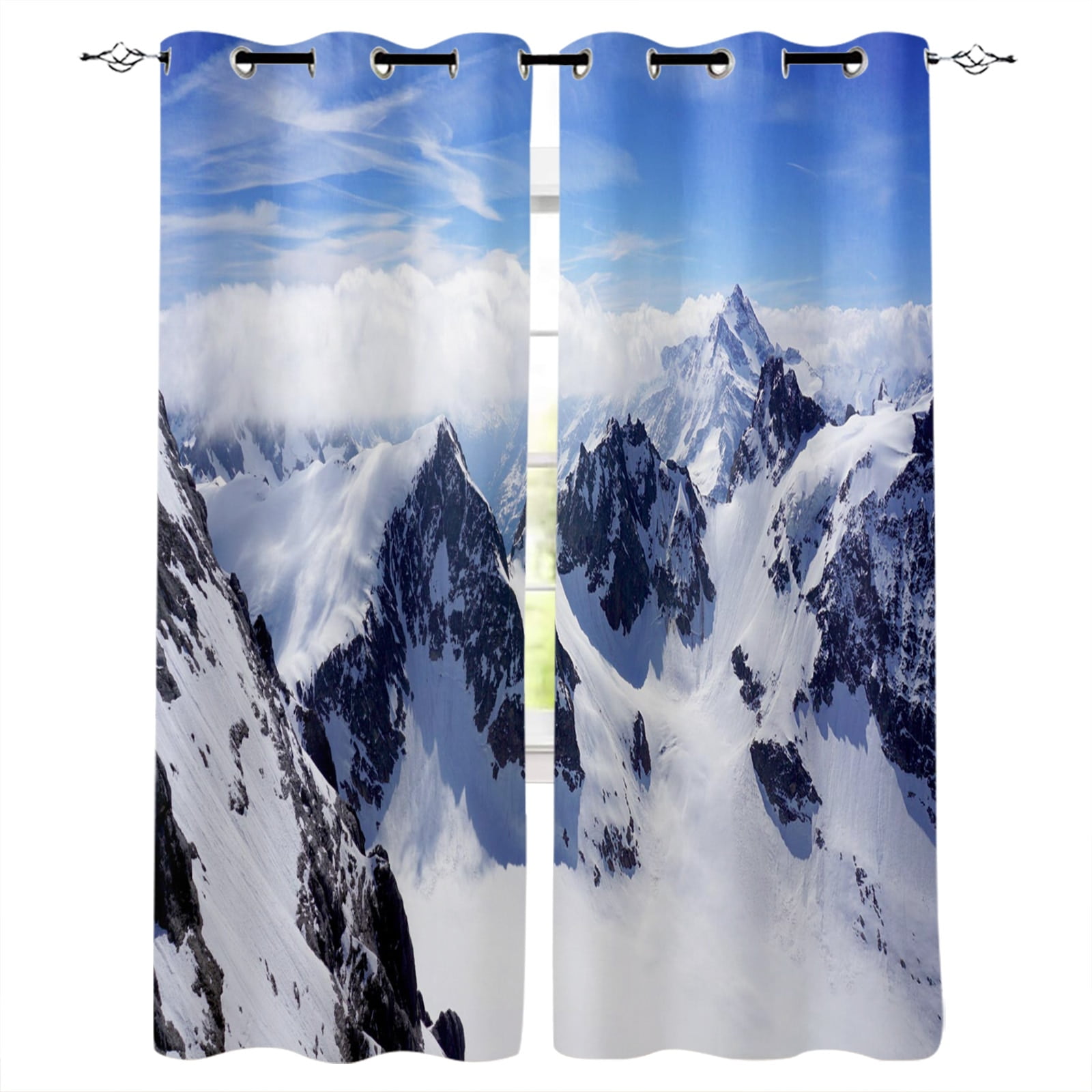 Winter Snow Mountain Scenery House Modern Curtains For Living Room ...