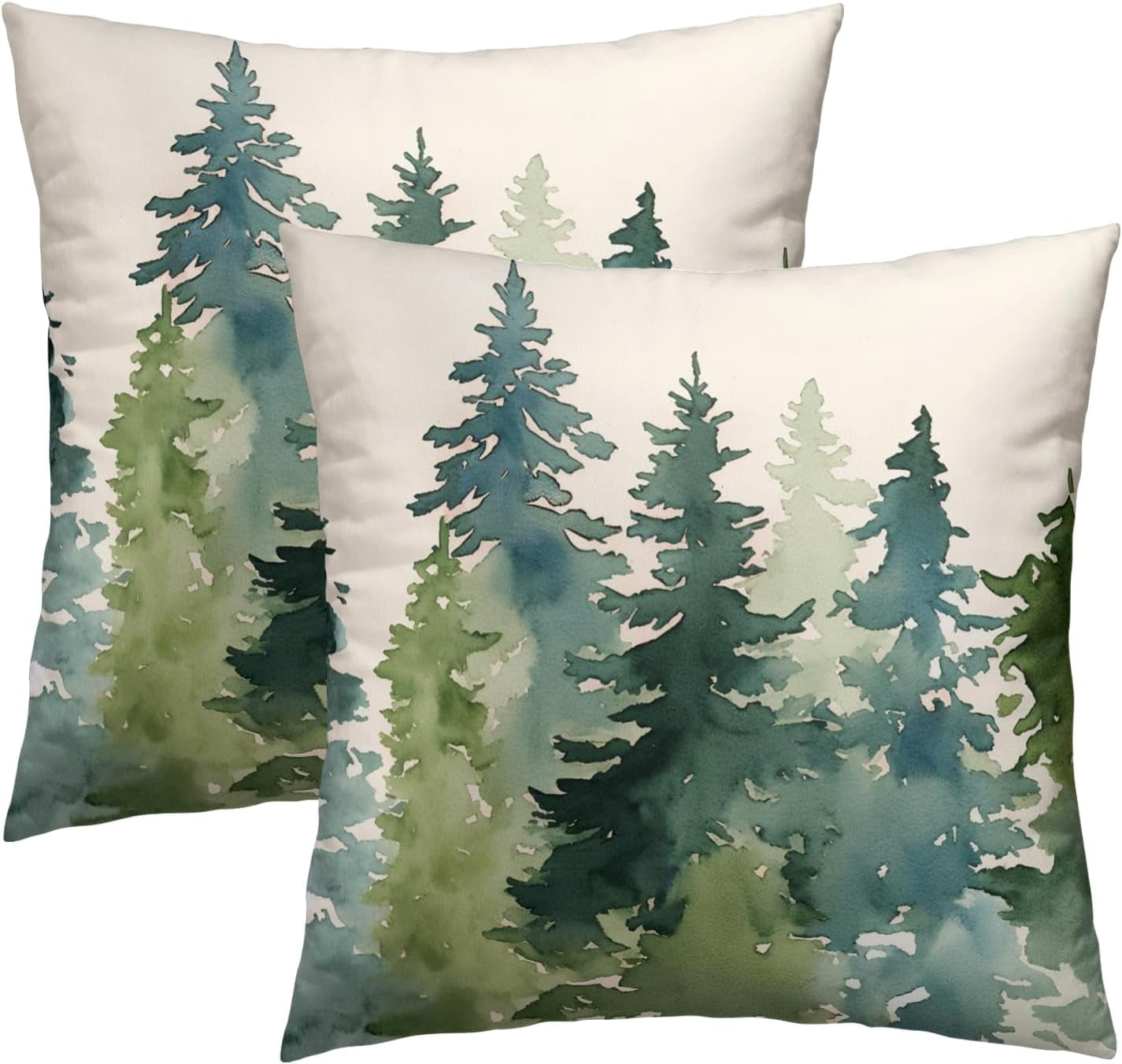 Winter Snow Pine Trees Pillow Covers Set of 2 Christmas Rustic Decorative Throw Pillowscases ...