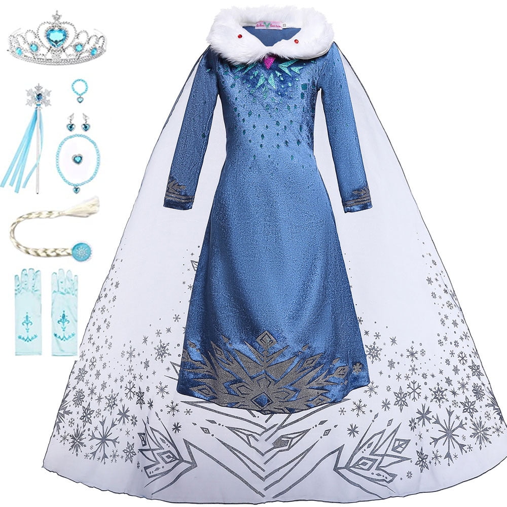 Winter Snow Princess Costume for Girls Halloween Birthday Cosplay Dress ...