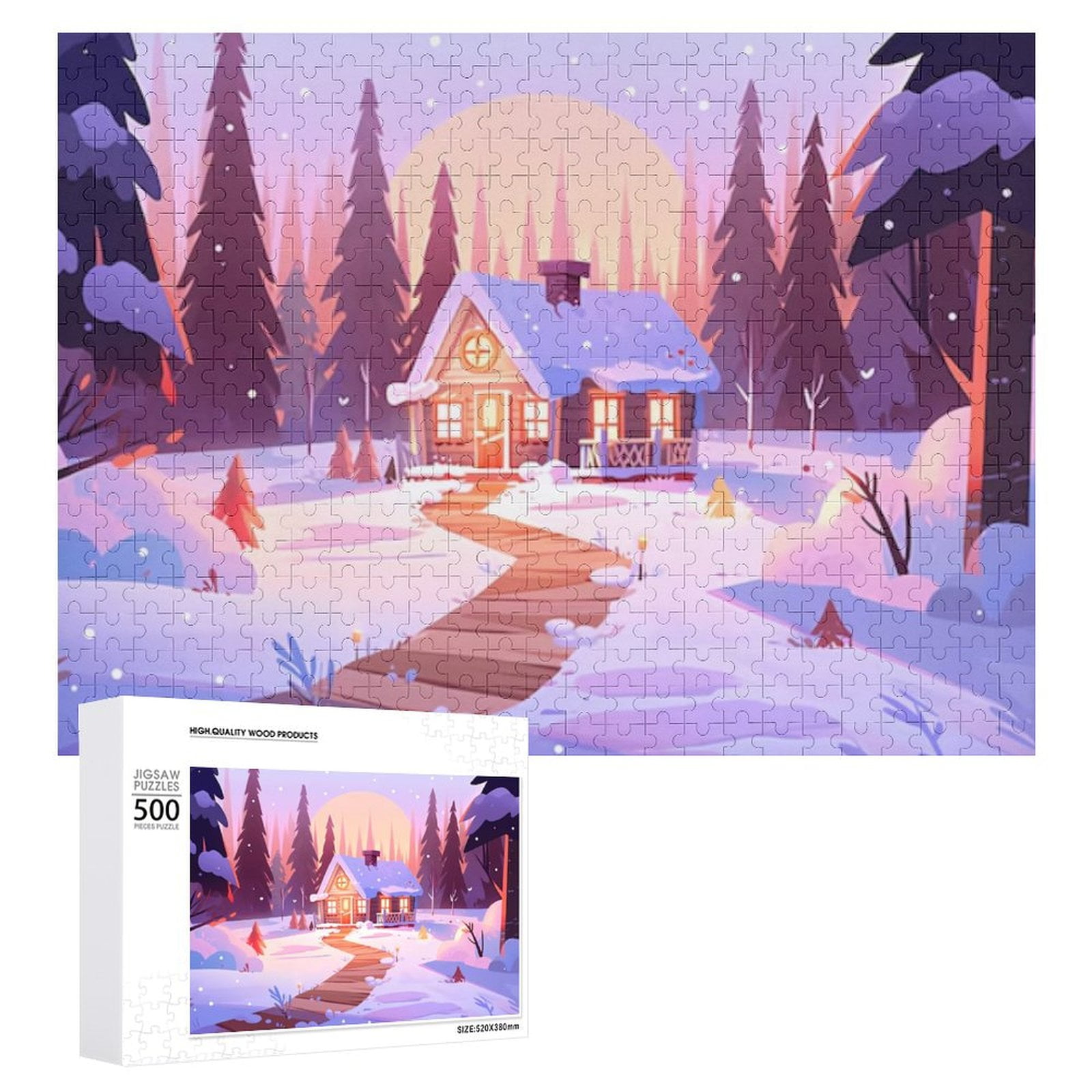 Winter Snow Scene 500-Piece Puzzle - Hard Jigsaw for Adults & Teens ...