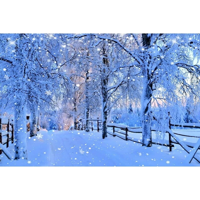 Winter Snow Scene Backdrop Night White Pine Forest Wonderland Natural Scenery Christmas Portrait ...