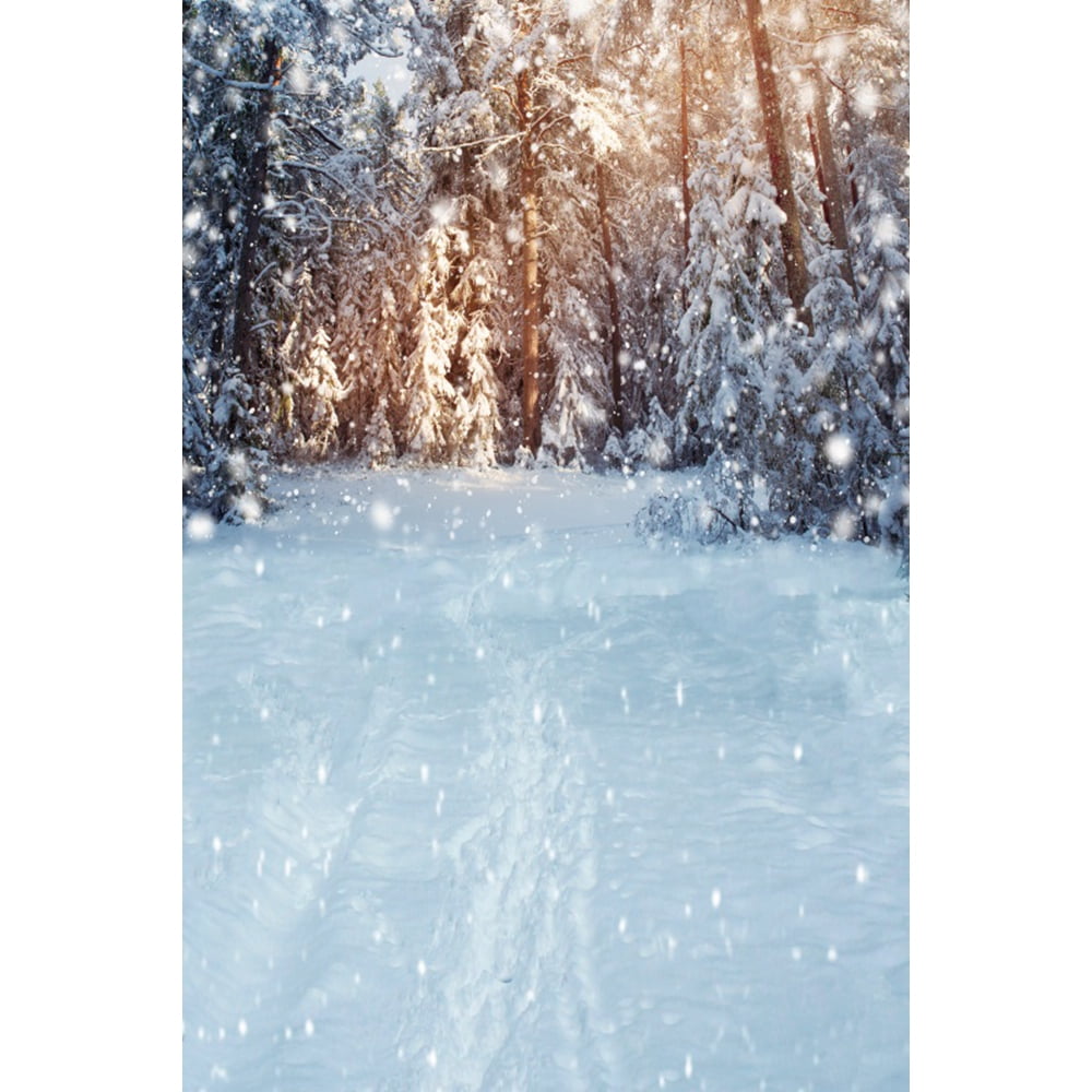 Winter Snow Scery Forest Photography Backdrop Snowflake Pine Tree ...
