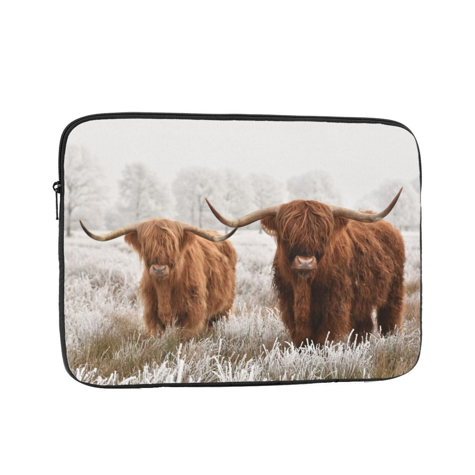 Winter Snow Scottish Highland Cow 17 inch Portable Laptop Sleeve ...