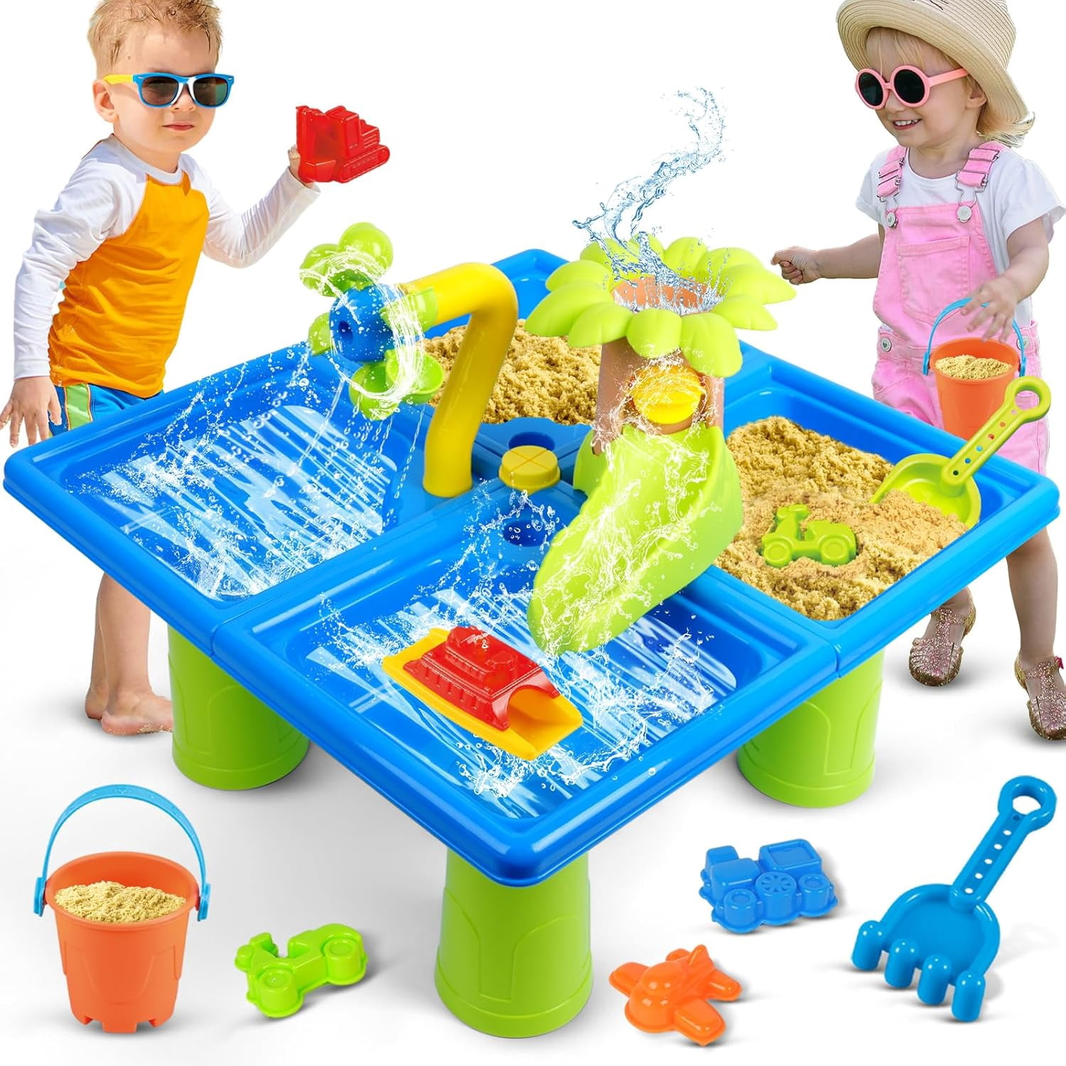 Winter Snow Water Table for Toddlers 1-3, 4-in-1 Play Table Rain ...