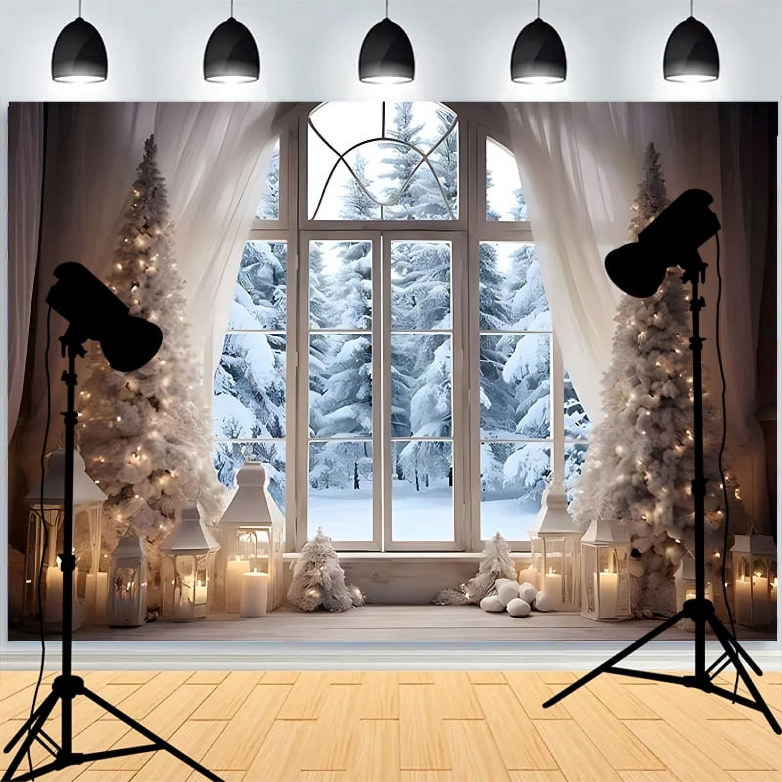 Winter Snow Window Christmas Day Background Fireplace Living Room ...