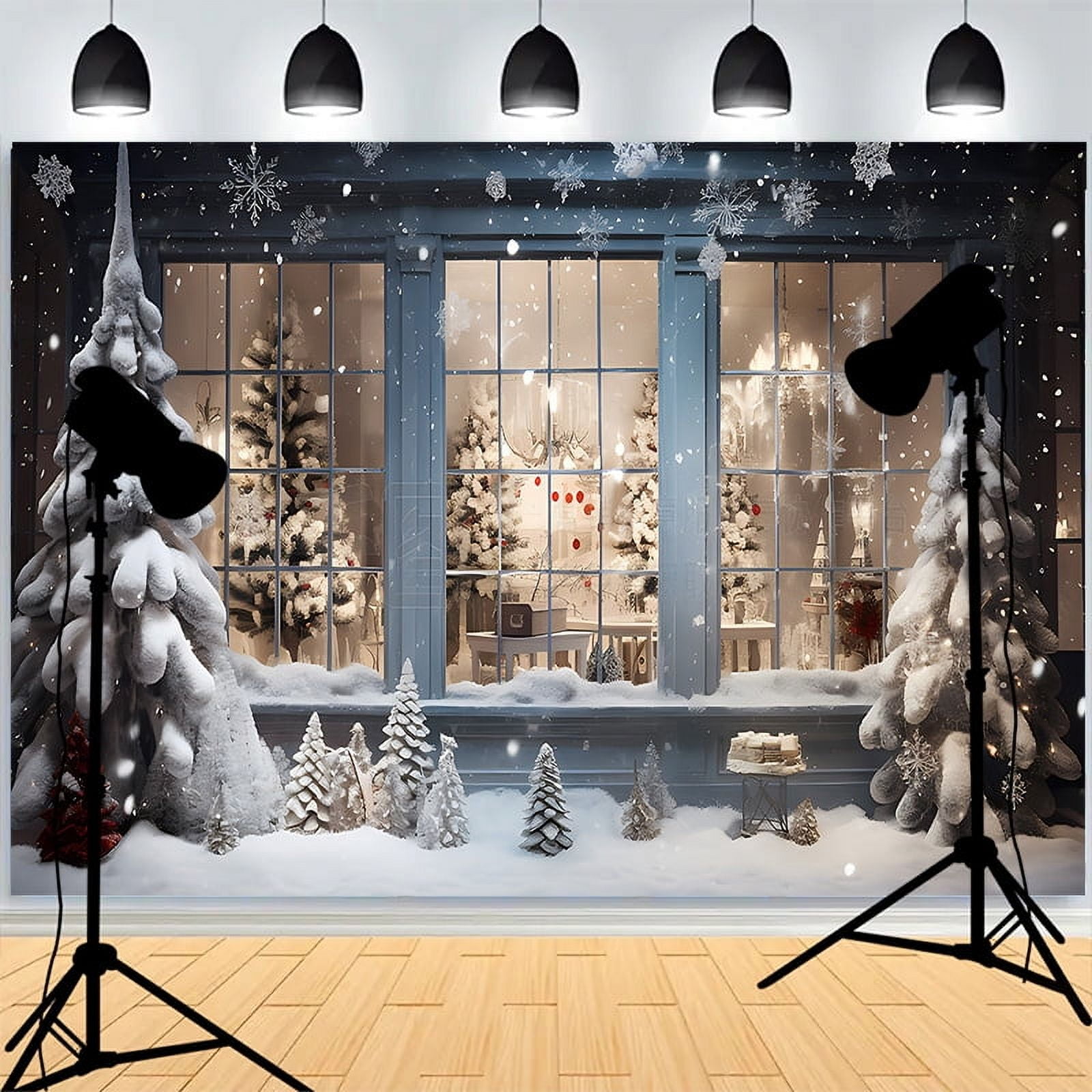 Winter Snow Window Christmas Day Background Fireplace Living Room ...