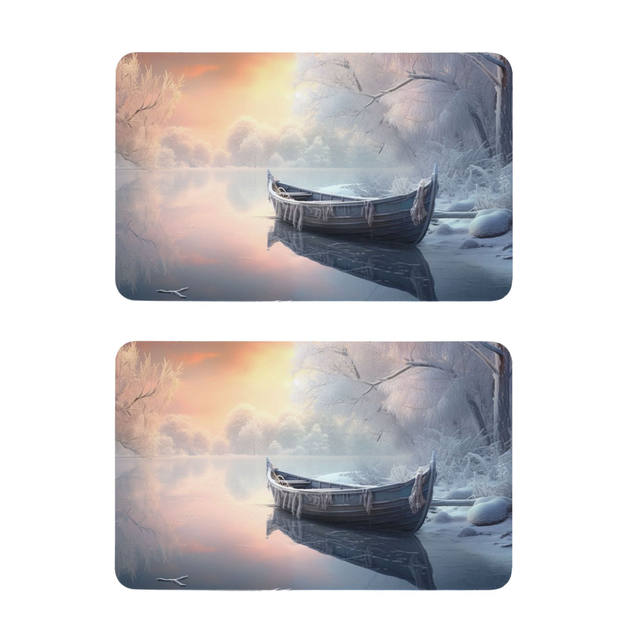 Winter Snow with Boat Fridge Magnetic Sticker Refrigerator Magnets ...