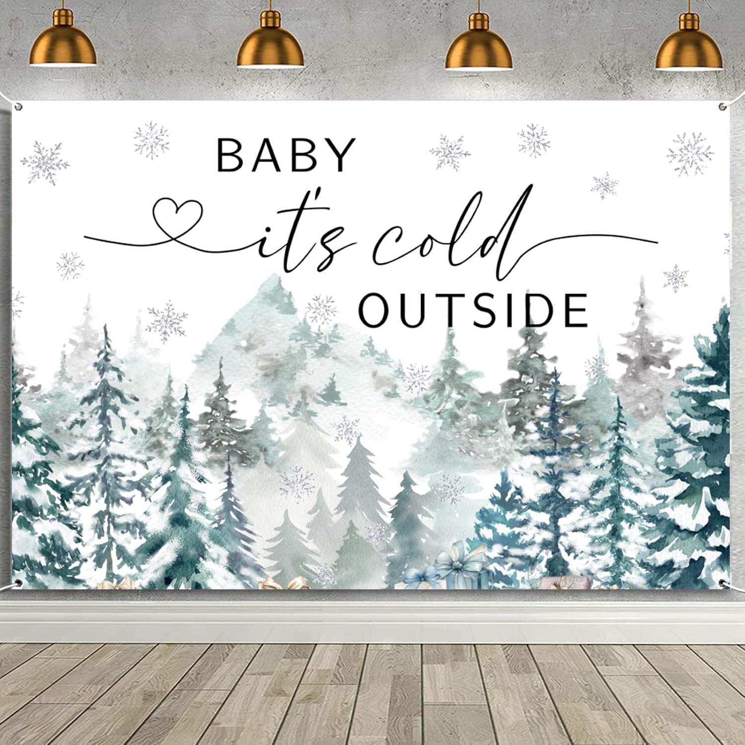 Winter Snowflake Baby Shower Backdrop Baby It's Cold Outside ...