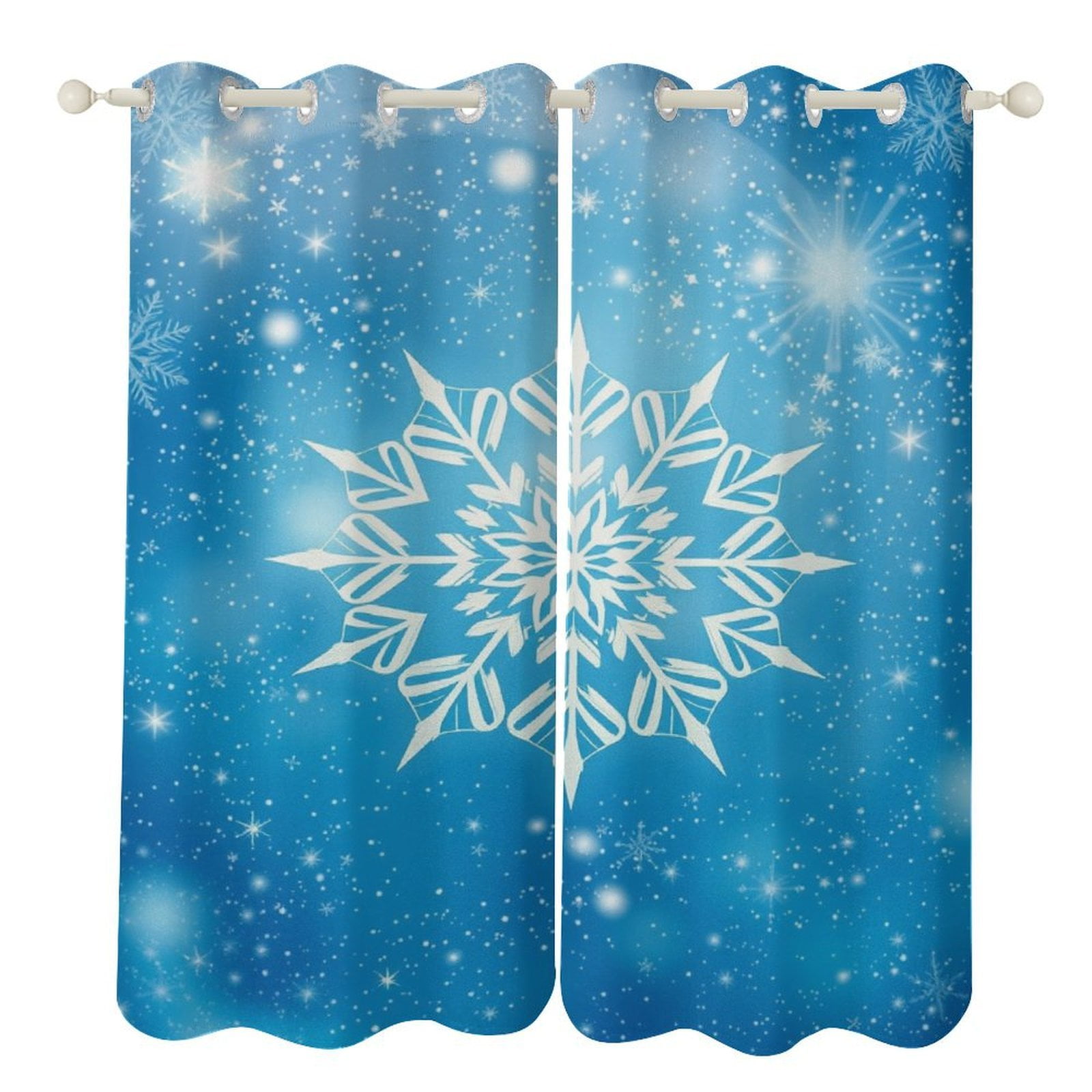 Winter Snowflake Background Blackout Window Curtains for Bedroom Living ...
