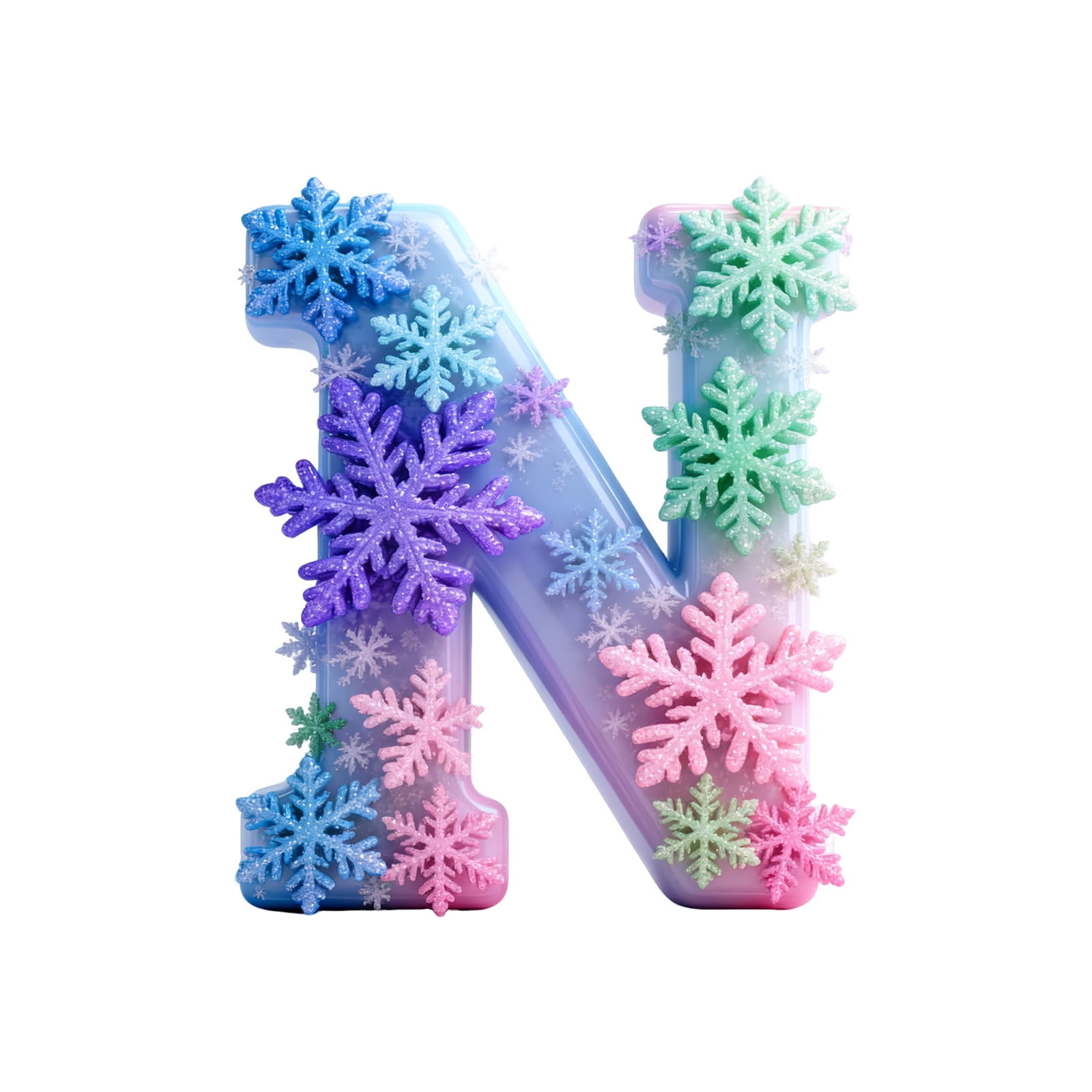 Winter Snowflake Letter N 2D Acrylic Ornament Car Backpack Pendant ...