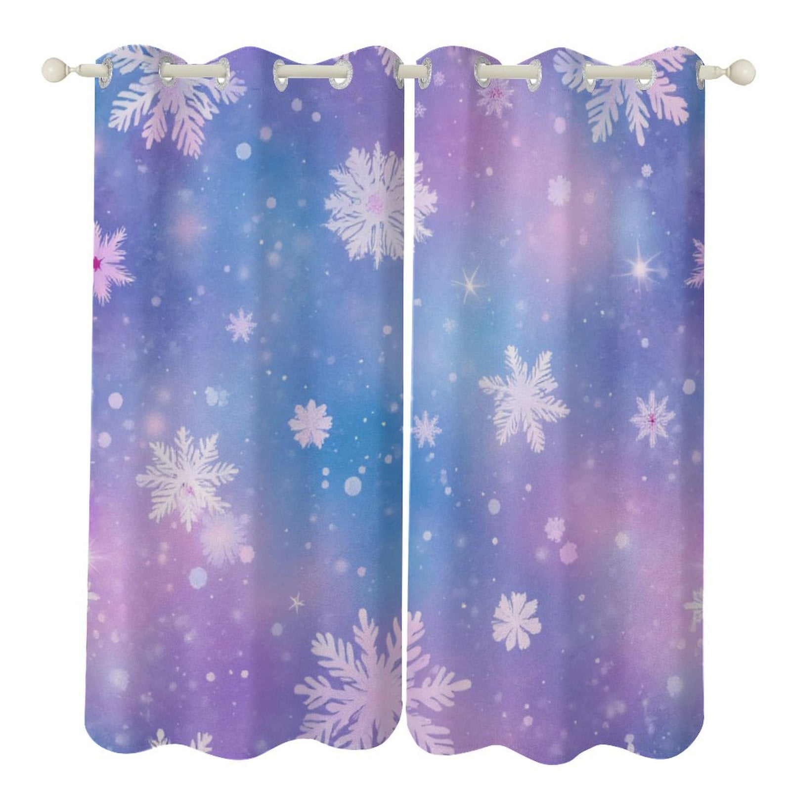 Winter Snowflake Pattern 2 Panels Curtains for Bedroom Living Room ...