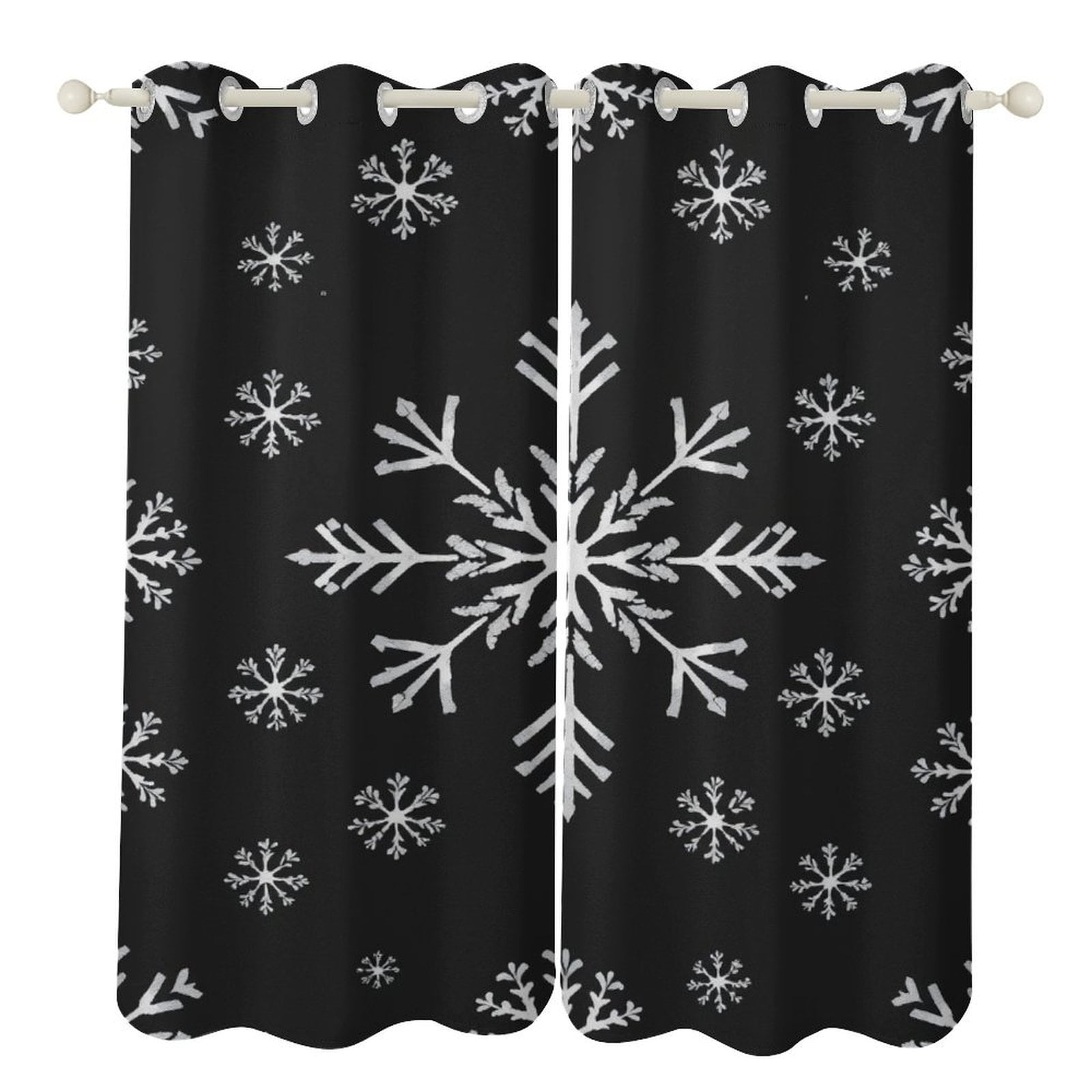 Winter Snowflake Pattern Curtains Outdoor Decor Curtain Panels With ...