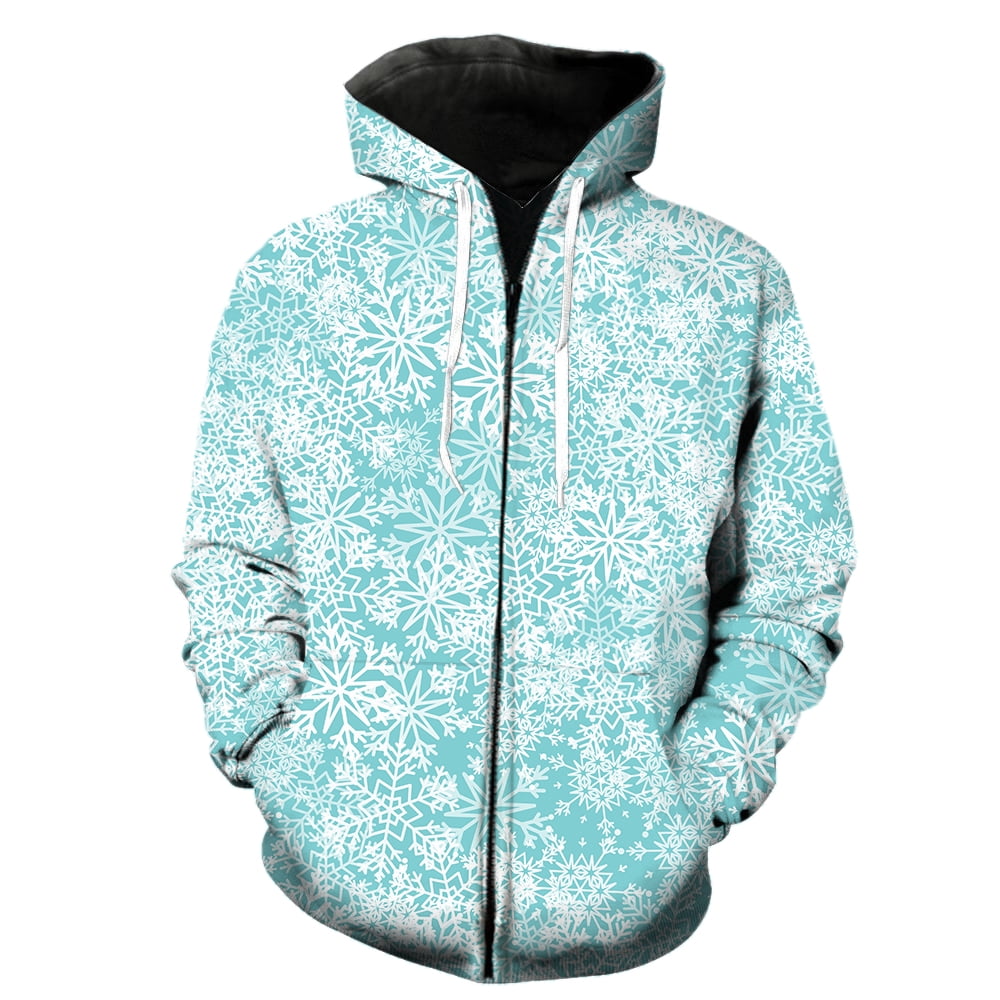 Winter Snowflake Pattern Men's Zipper Hoodie 3D Printed Fashion Funny ...