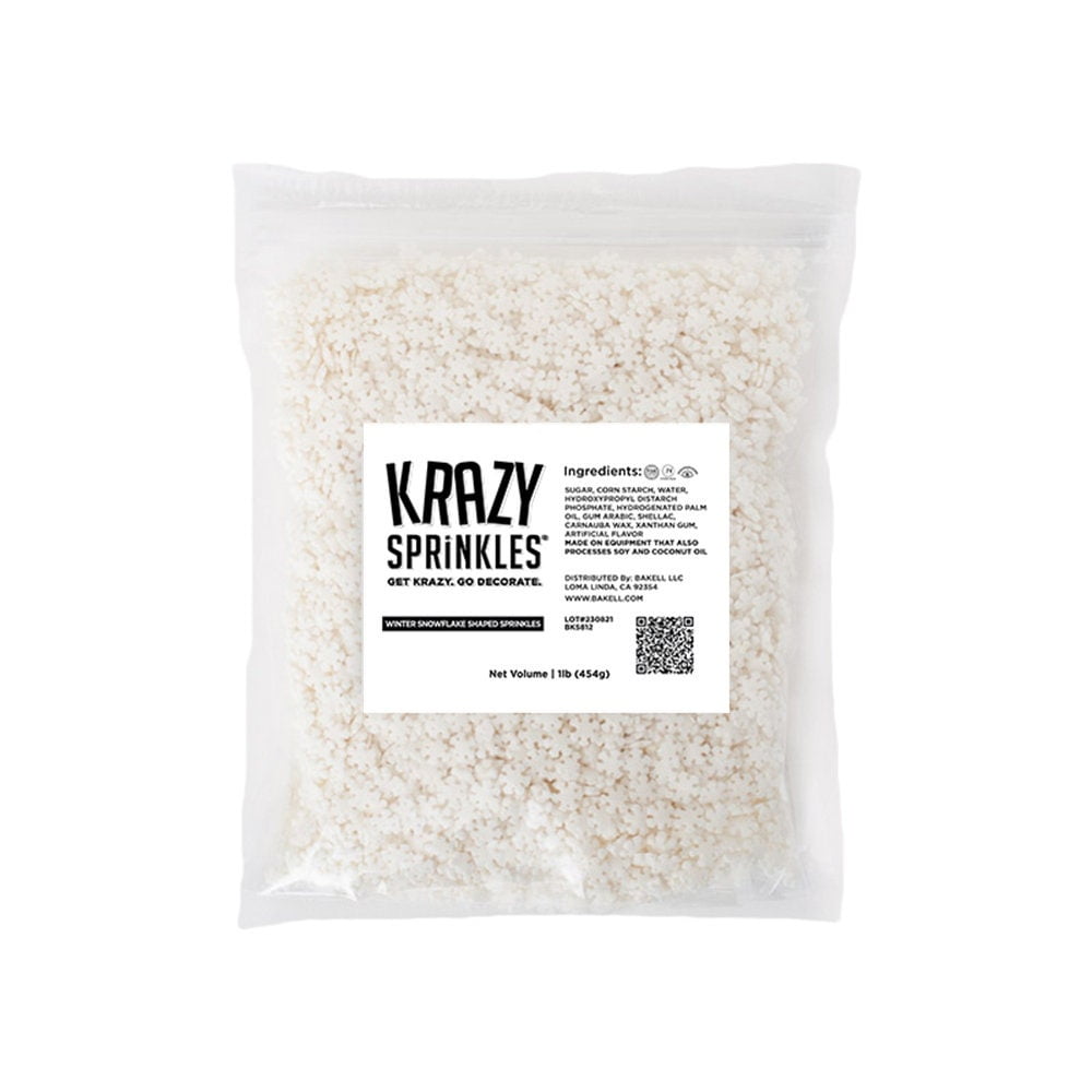 Winter Snowflake Shaped Sprinkles (1lb, 1x Bag) Candy Decor for Cakes ...