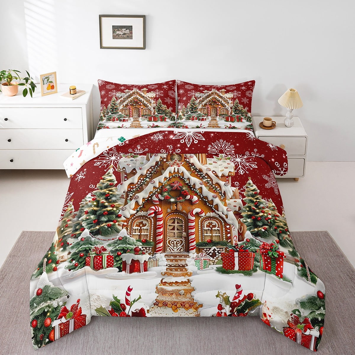Winter Snowflake Bedding Set,Christmas Tree Comforter Set Cute Gifts ...