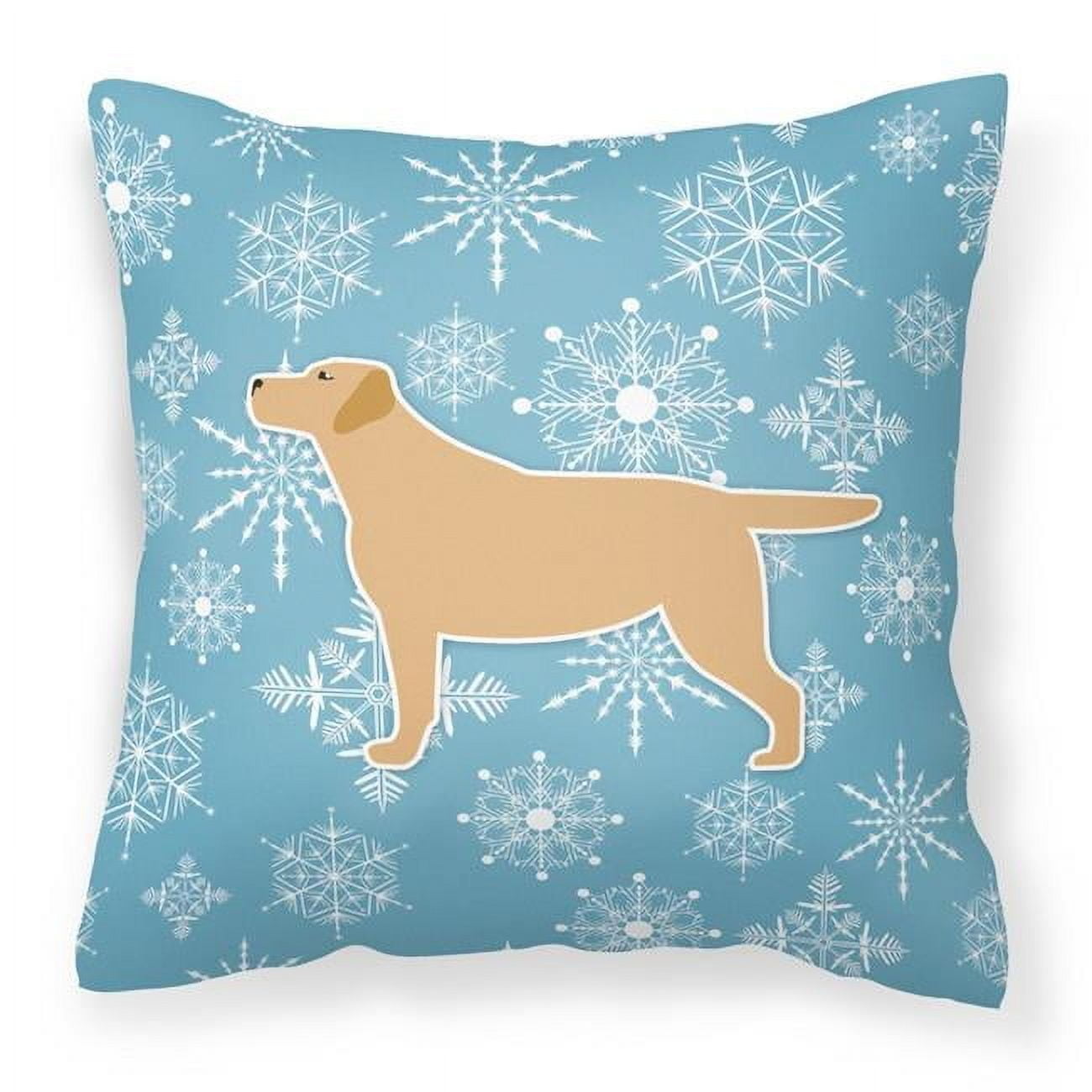 Winter Snowflake Yellow Labrador Retriever Fabric Decorative Pillow ...