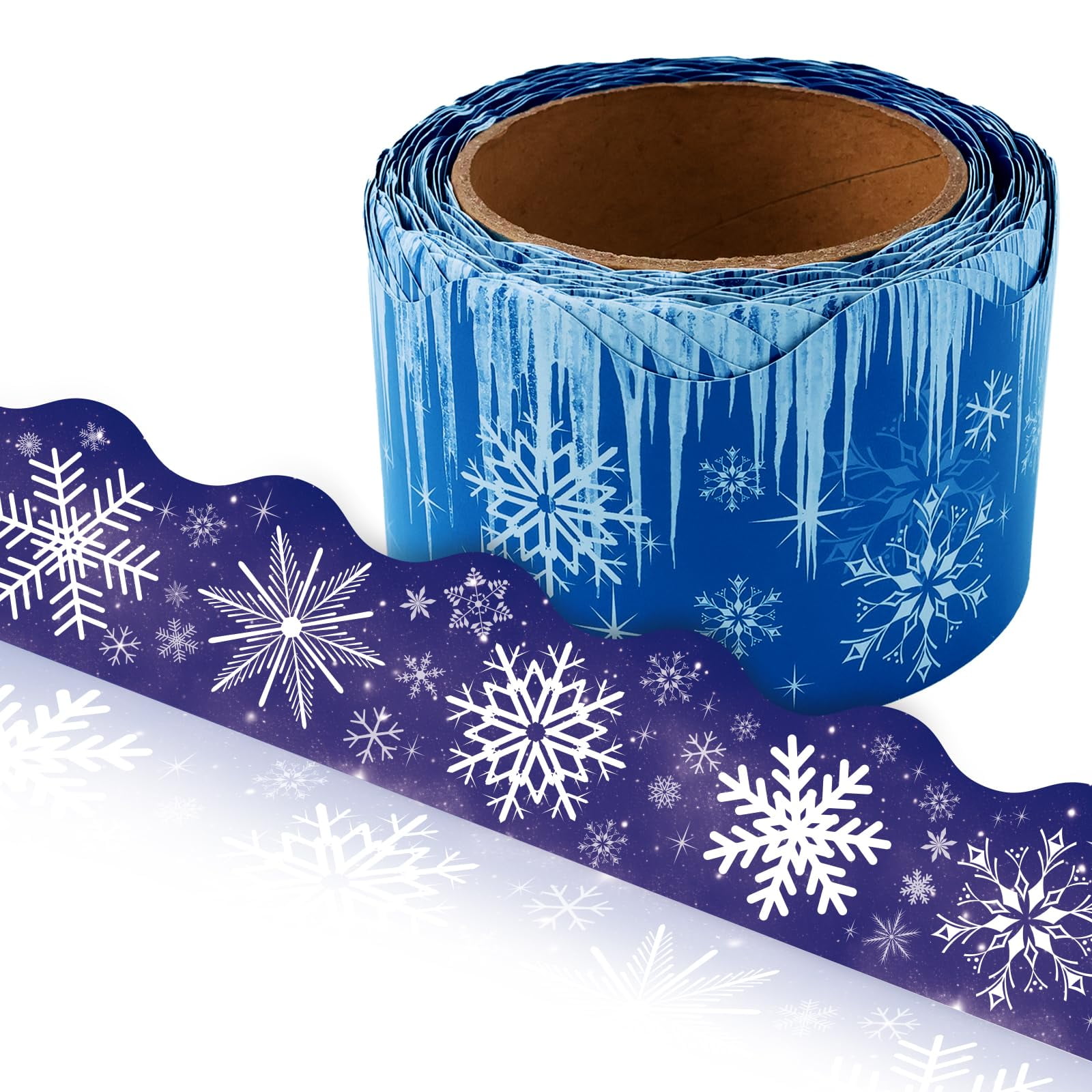 Winter Snowflakes Bulletin Board Border 49ft Winter Die Cut Border Trim ...