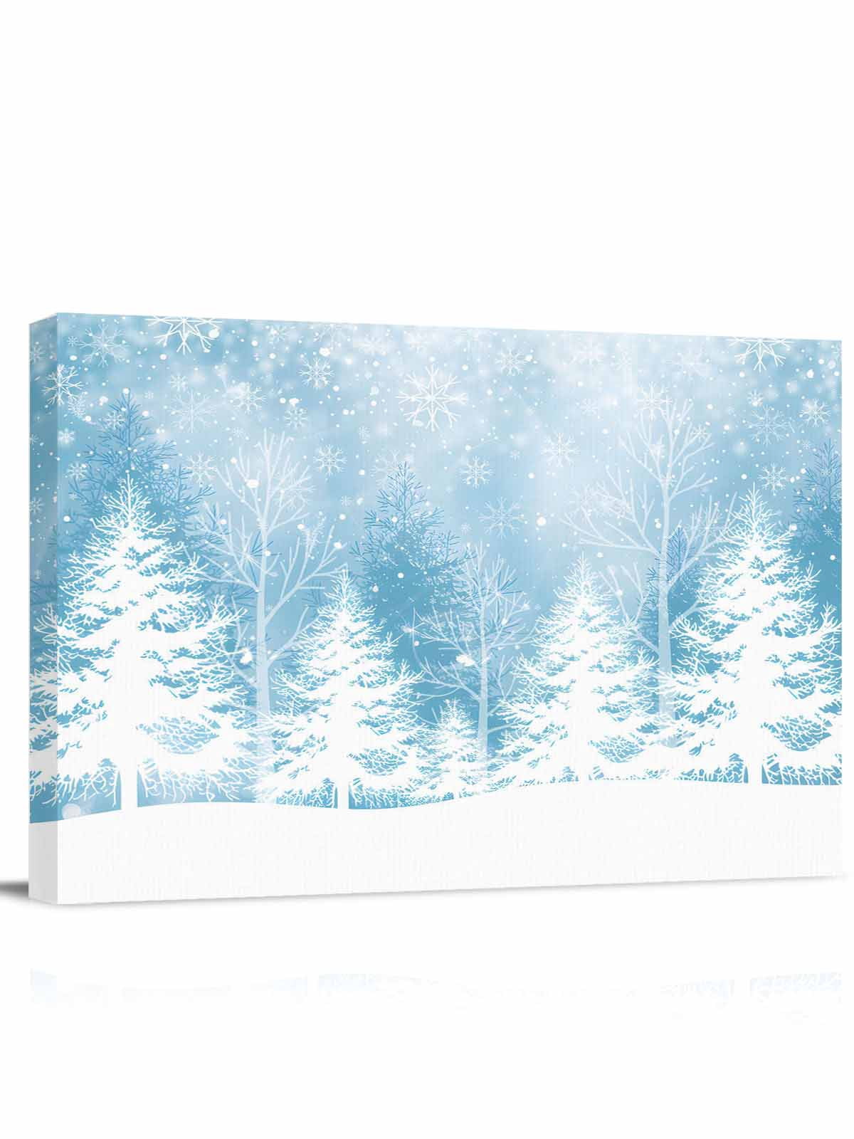 Winter Snowflakes Canvas Print Wall Art Christmas Tree Fantasy Snow ...