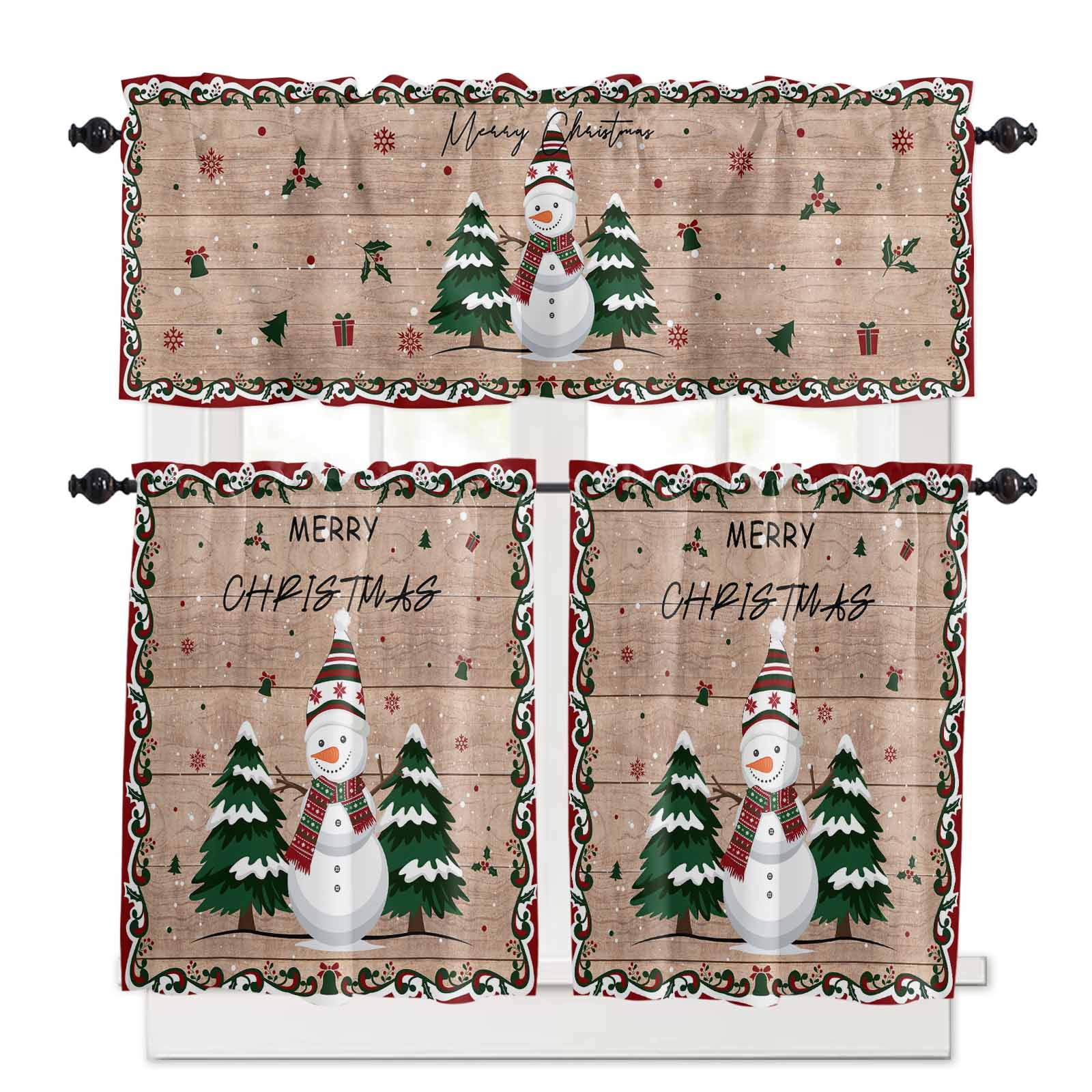 Winter Snowflakes Curtain Valances Set Christmas Abstract Art Star ...