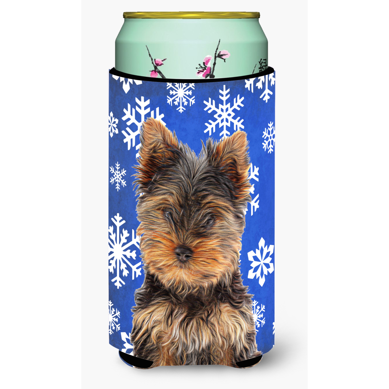 Winter Snowflakes Holiday Yorkie Puppy / Yorkshire Terrier Tall Boy ...