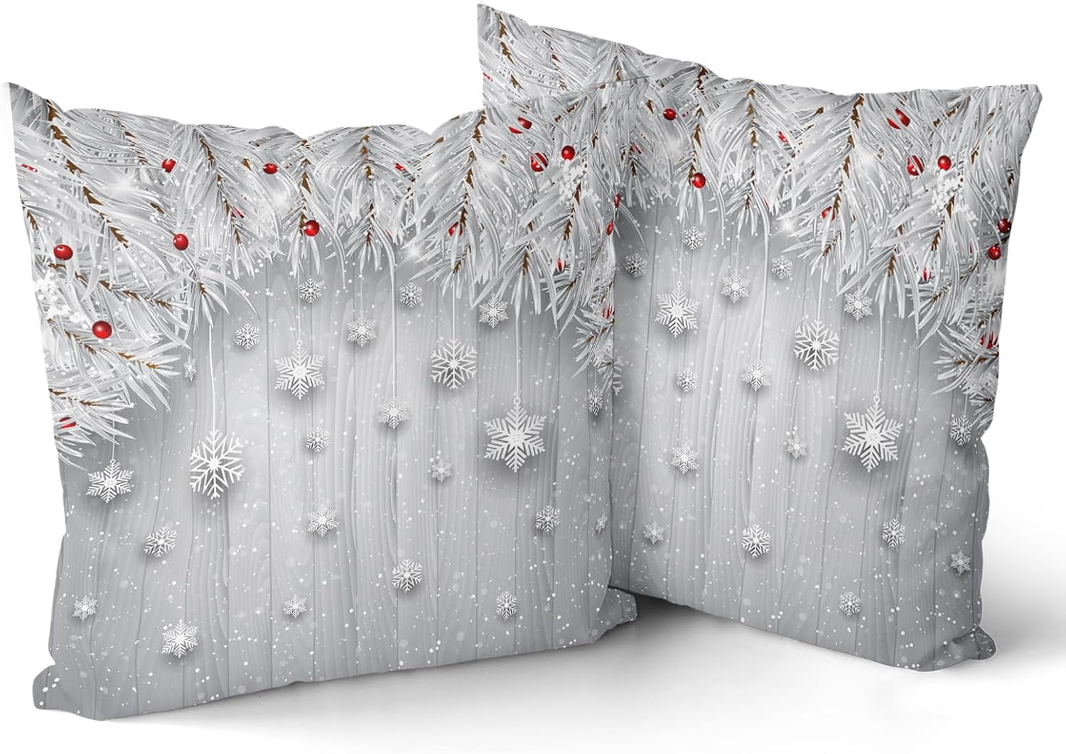 Winter Snowflakes Pillow Covers Set of 2 16x16 Inch Christmas Falling ...