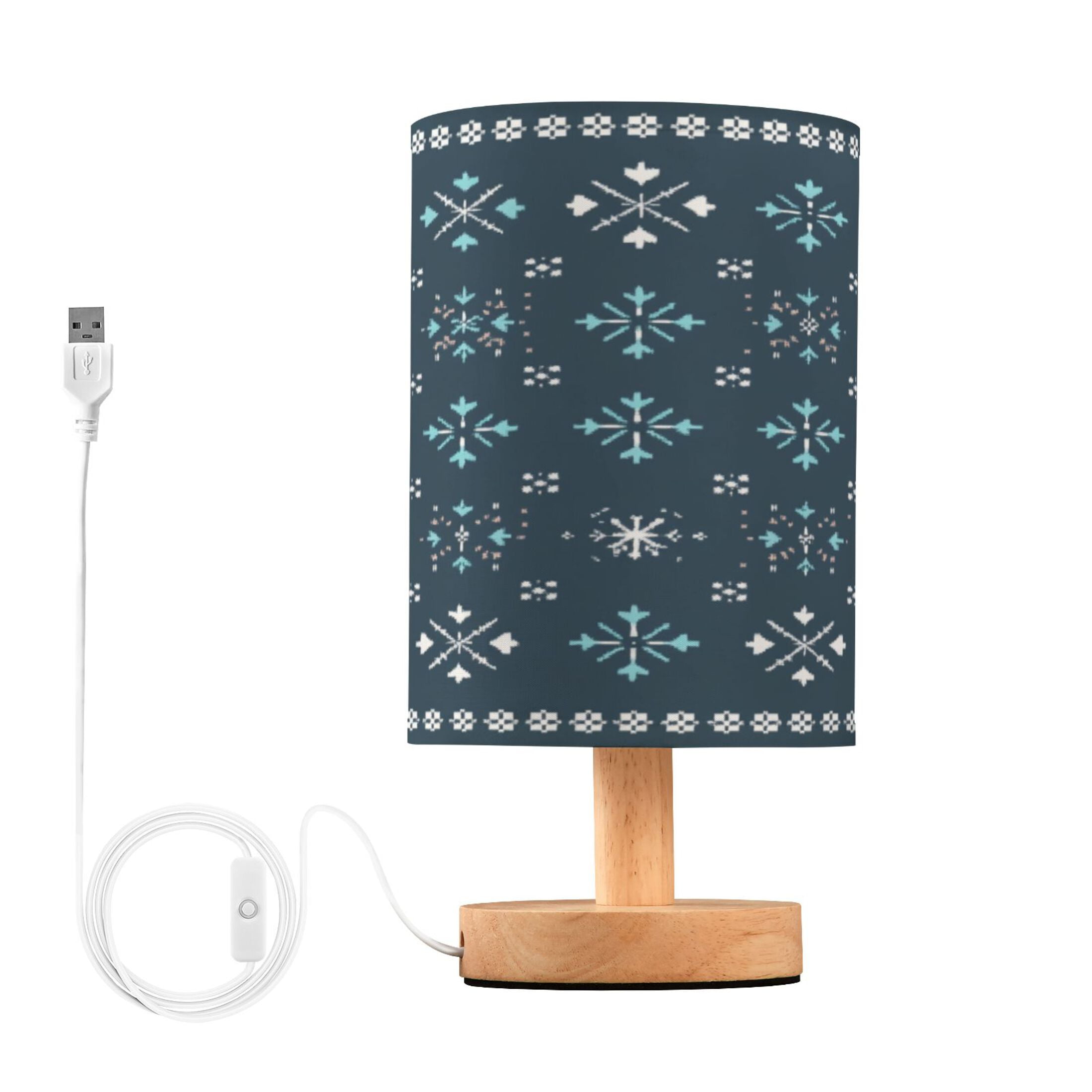 Winter Snowflakes USB Powered Canvas Shade Desk Lamp LED Light with ...