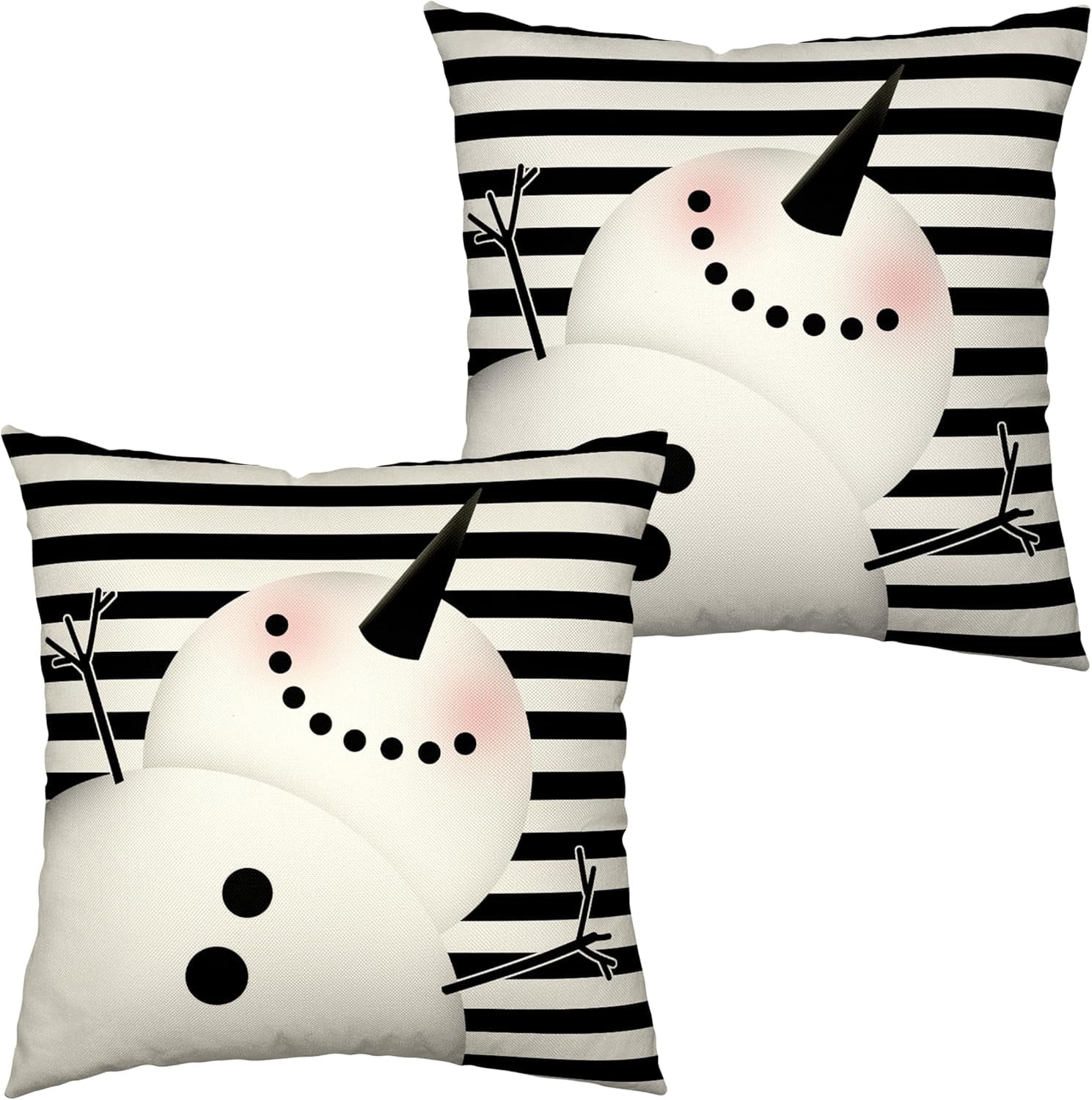 Winter Snowman Decorative Pillow Covers 16x16 Two Sides Print Cold ...