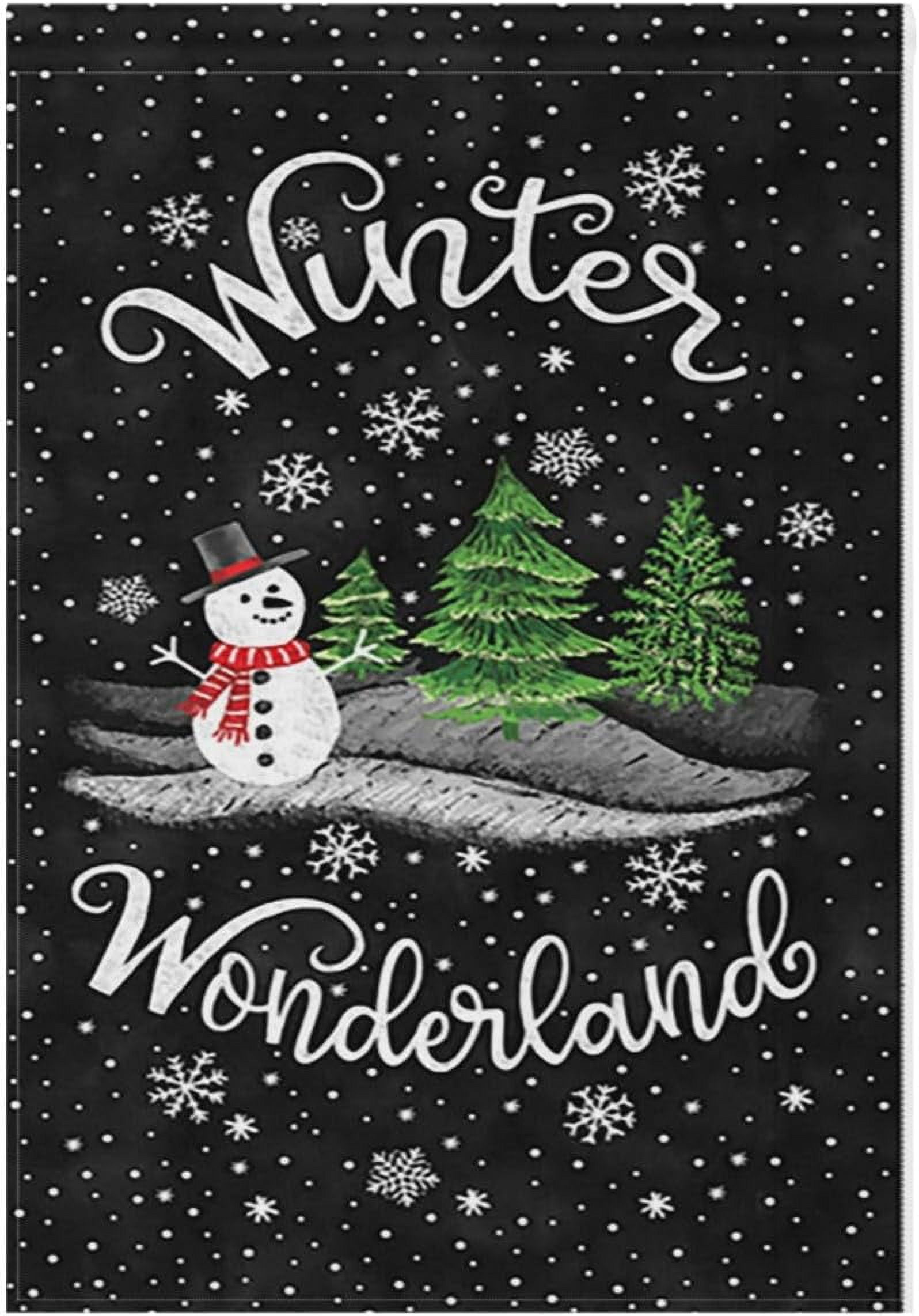Winter Snowman Flags Double Sided 28x40 IN Black Snowflake Garden Flag ...
