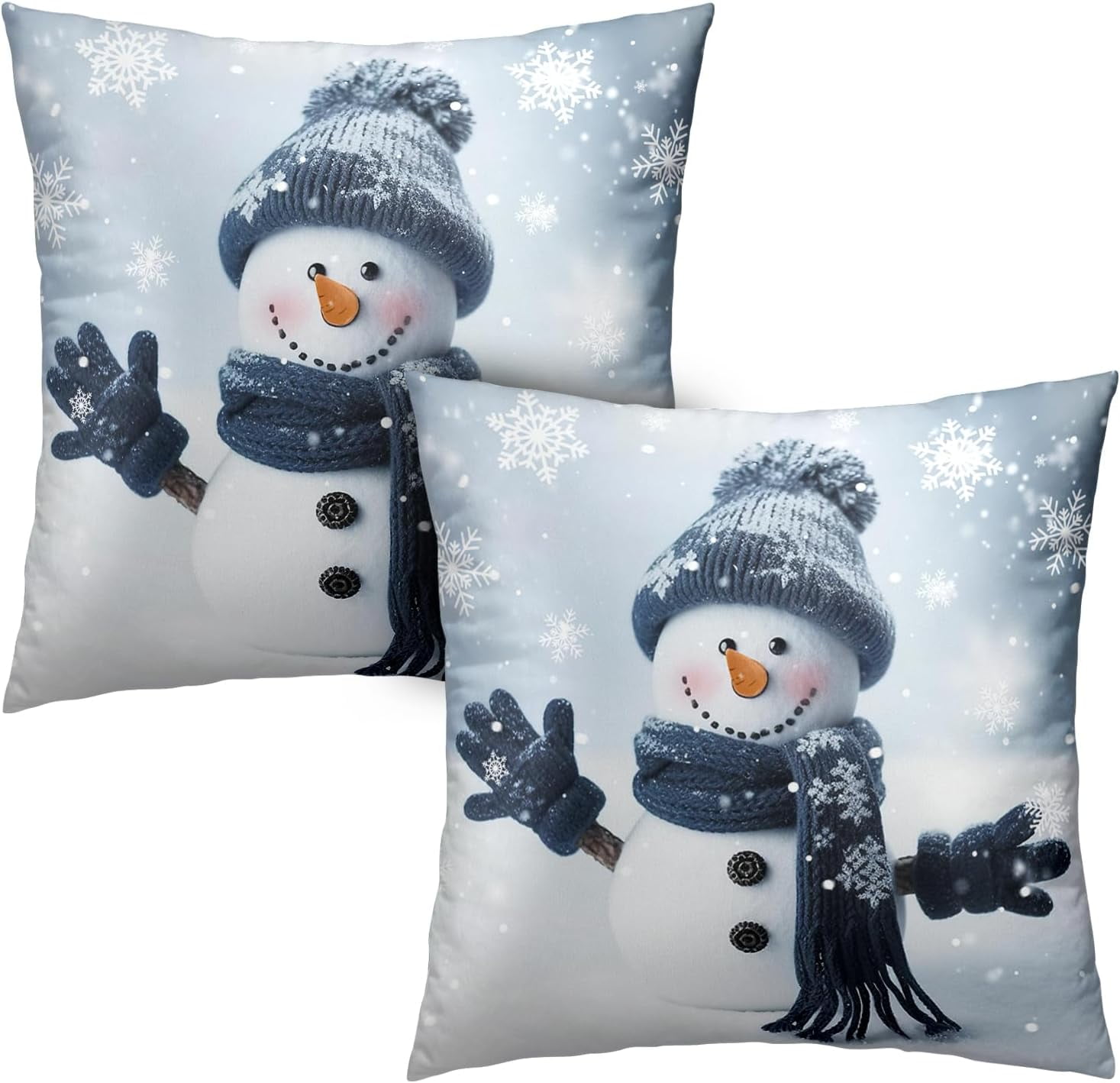 Winter Snowman Pillow Covers 18x18 Set of 2 Winter Decorating Throw ...