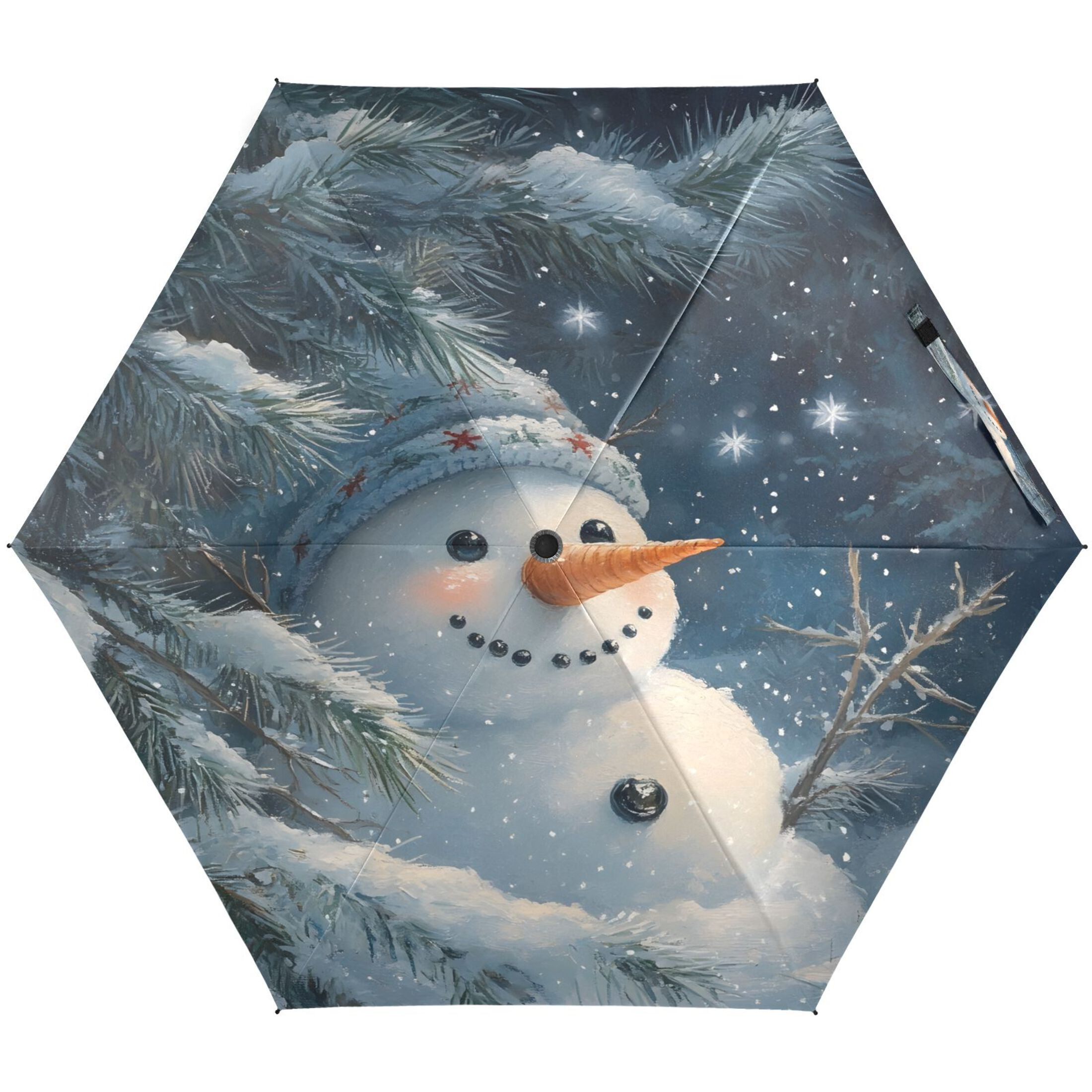 Winter Snowman Umbrellas for Sun Auto Open Close UV50+ Waterproof 5 ...