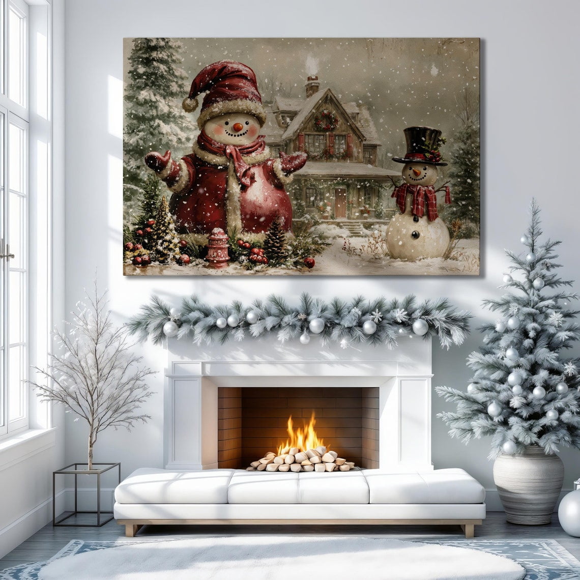 Winter Snowmen Wall Art Festive Winter Cottage Poster Snowman Poster ...