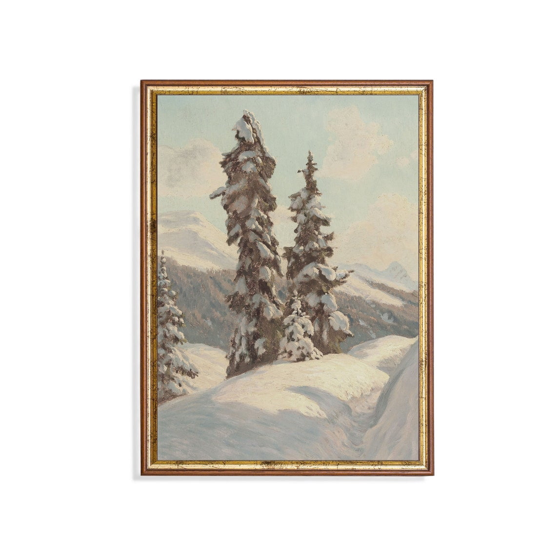Winter Snowy Pine Trees Landscape Vintage Fine Art Poster Home Decor ...
