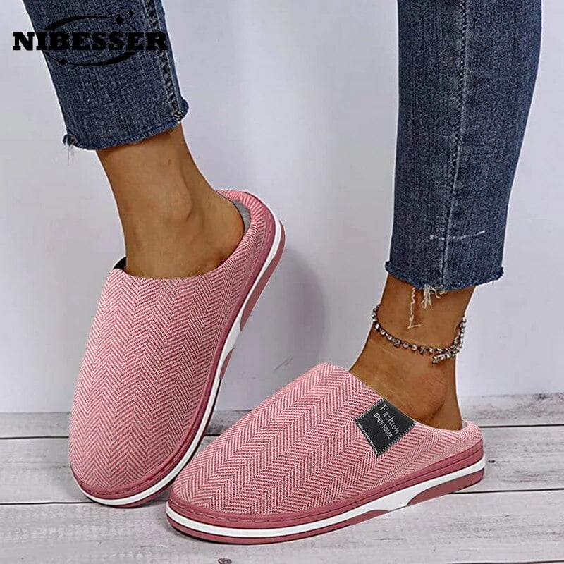 Winter Soft Plush Slippers Women Indoor House Warm Cotton Slides Couple ...