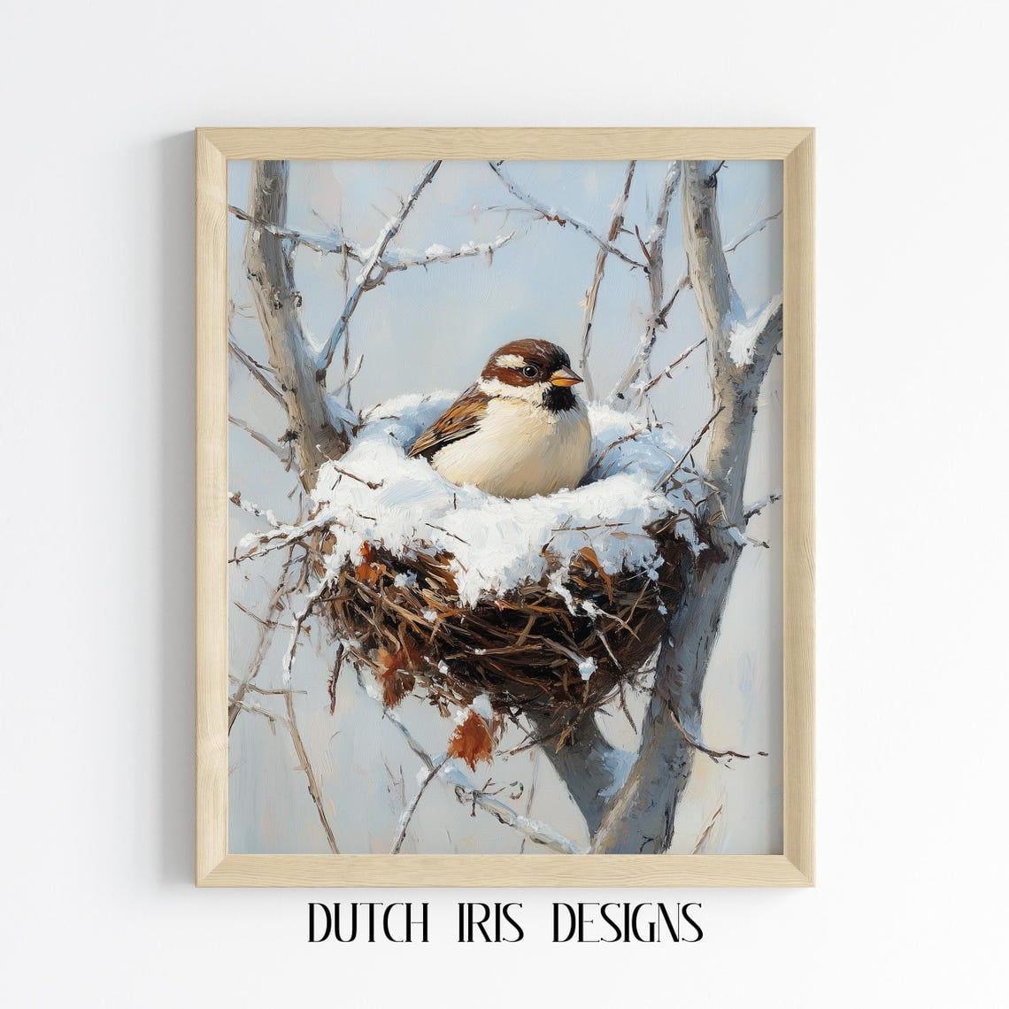 Winter Sparrow Nest, Rustic Nature Wall Art, Cozy Bird, Cottagecore ...