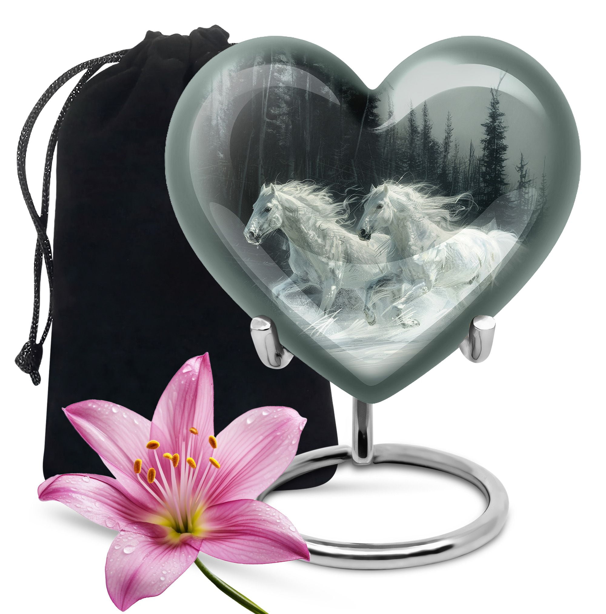 Winter Spirit Steeds Urns For Adult Male Dad - Decorative Heart Urns ...